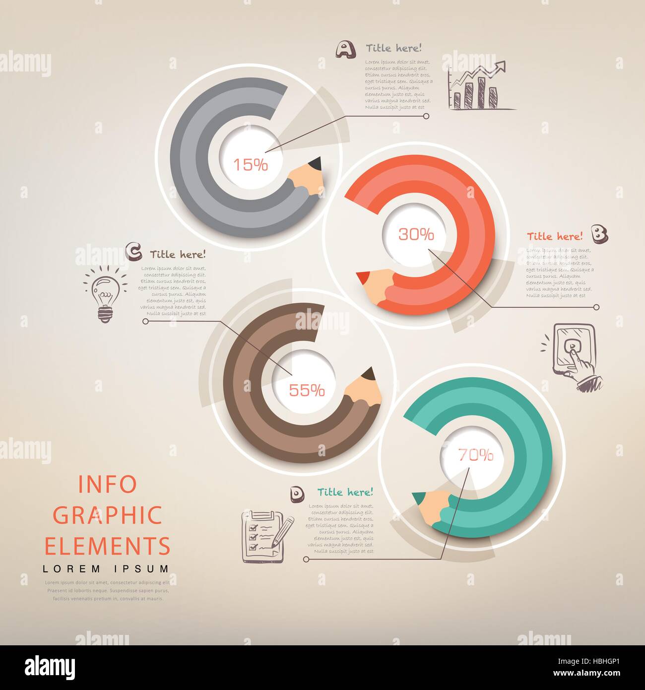kreative Infografiken Vorlage mit Bleistift, Puzzle und Bildung Symbole ...