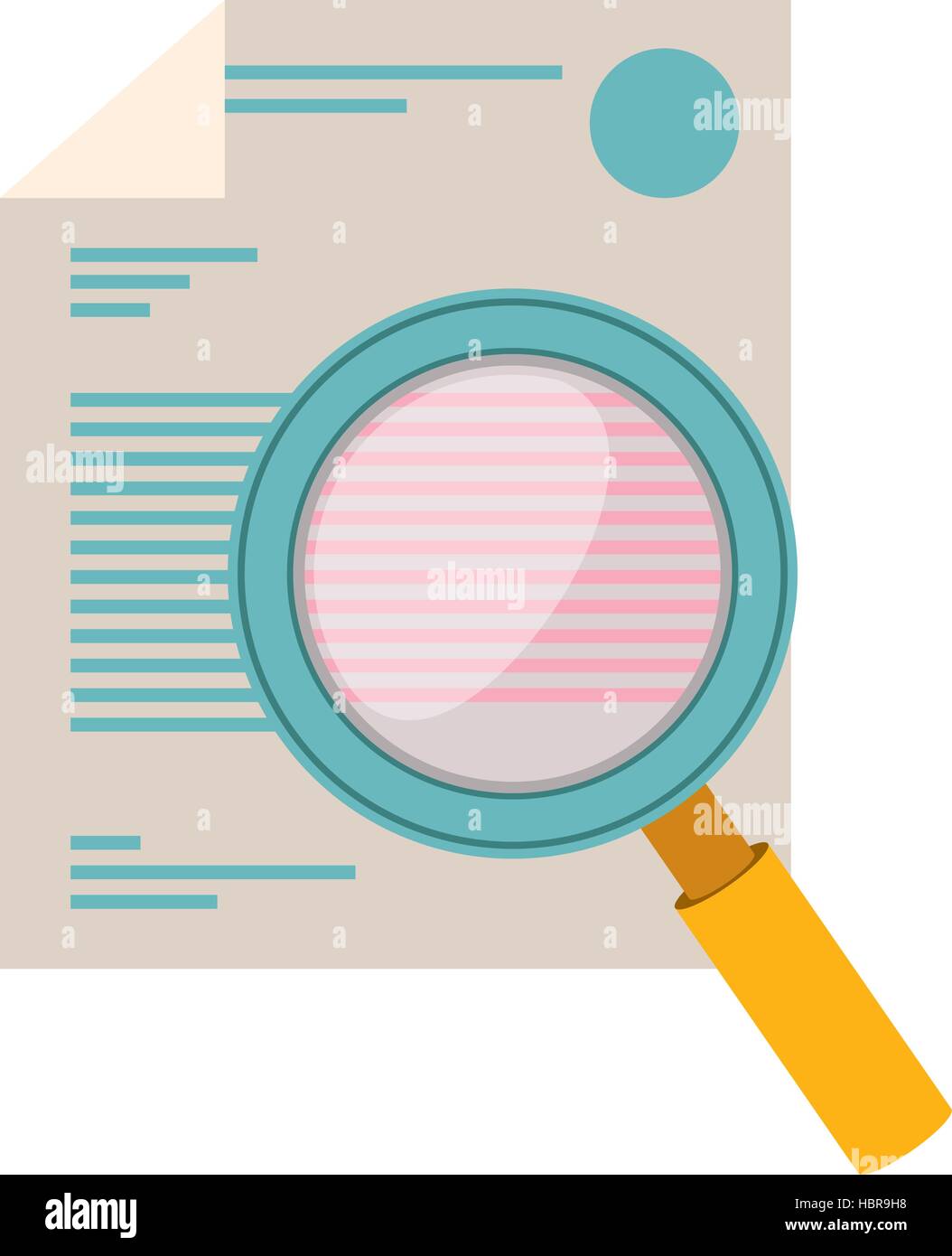 Silhouette mit Papier Blatt Text und Stempel und Lupe Stock ...