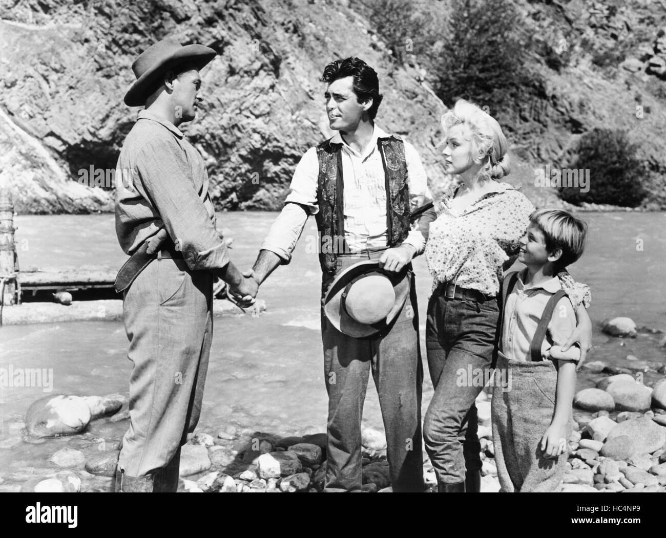 RIVER OF NO RETURN, von links: Rory Calhoun, Marilyn Monroe, Robert ...