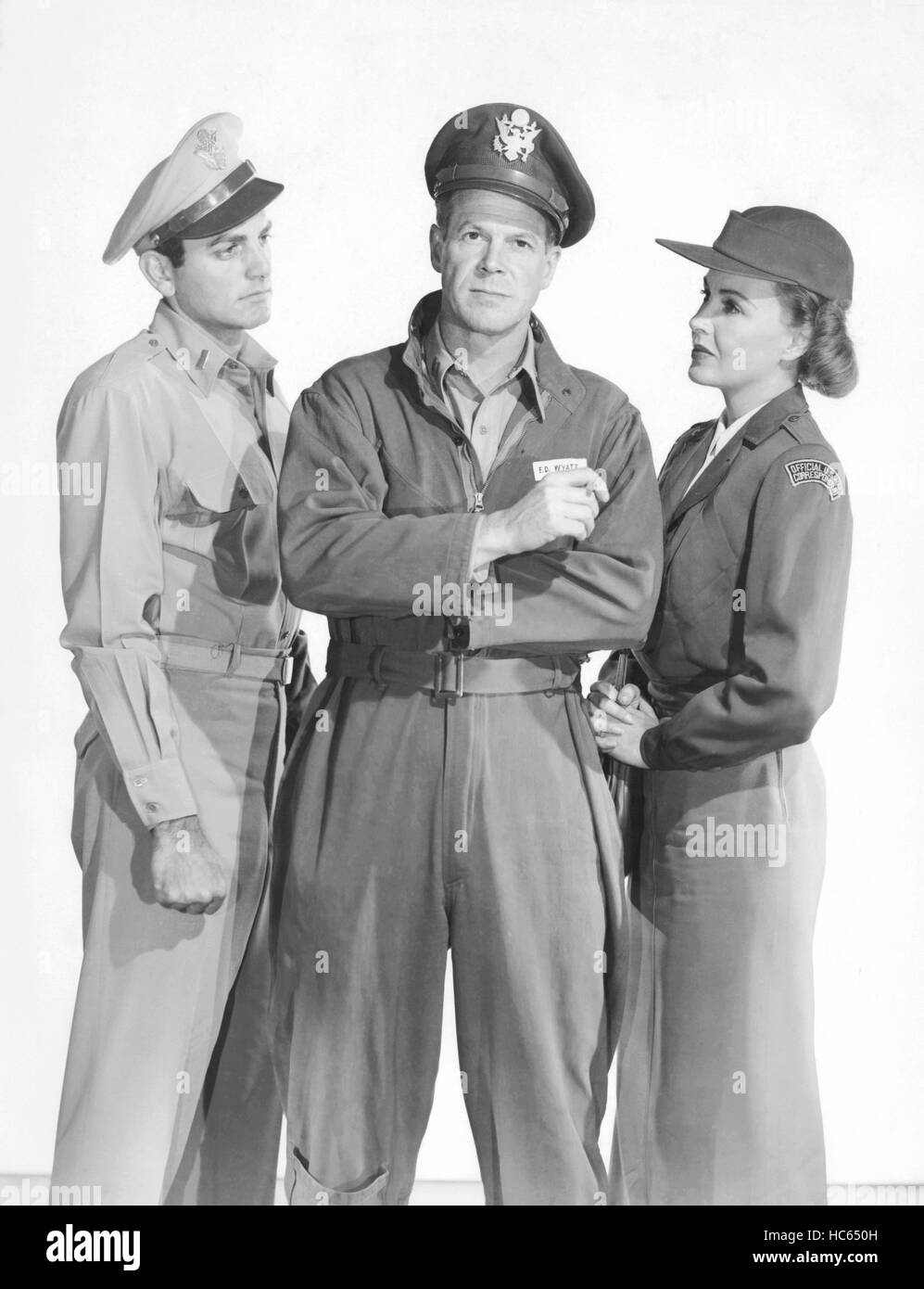 SKY COMMANDO, von links: Mike Connors, Dan Duryea, Frances Gifford, 1953 Stockfotografie - Alamy