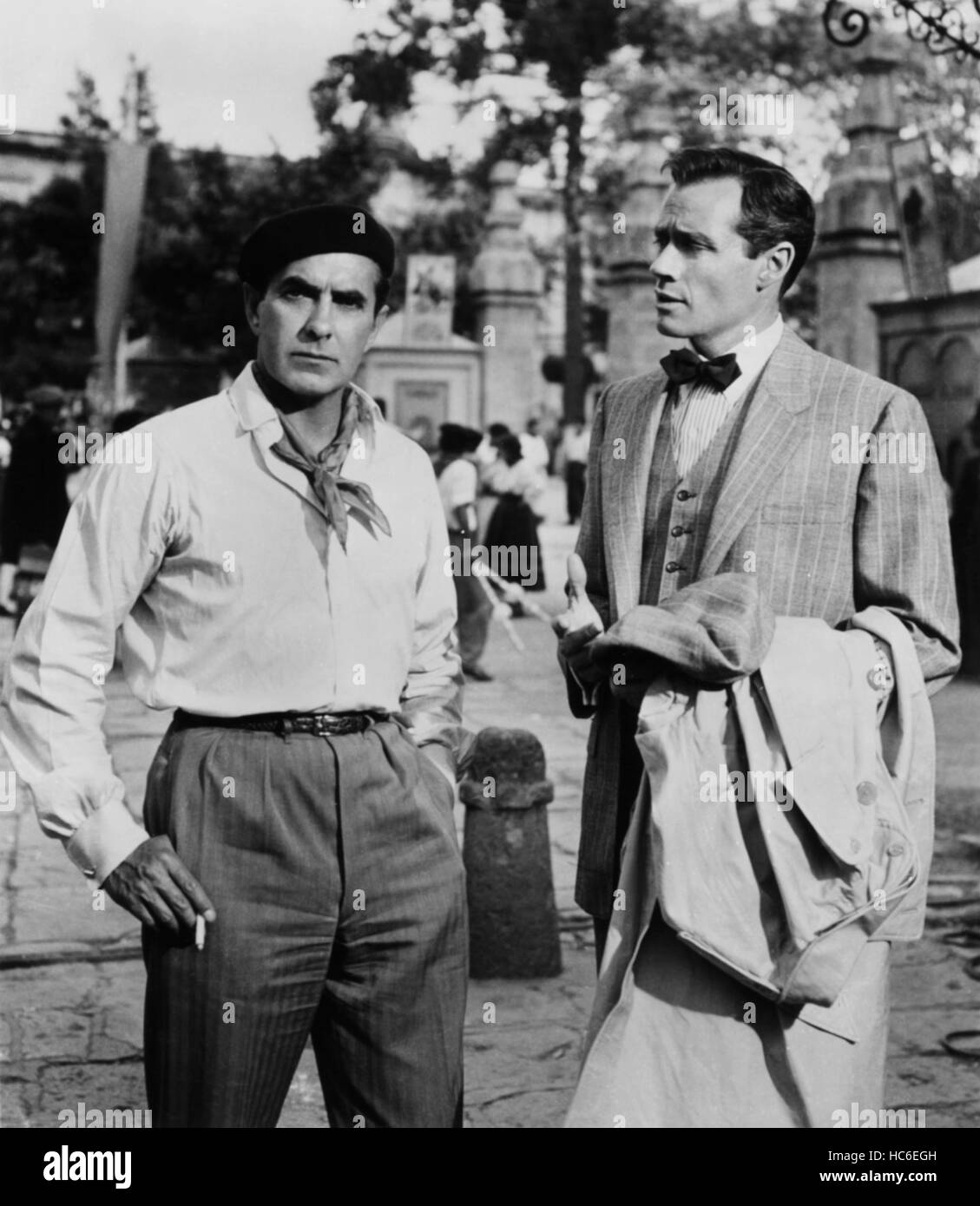 DIE SUN ALSO RISES, von links: Tyrone Power, Mel Ferrer, 1957, TM & Copyright © 20th Century Fox ...