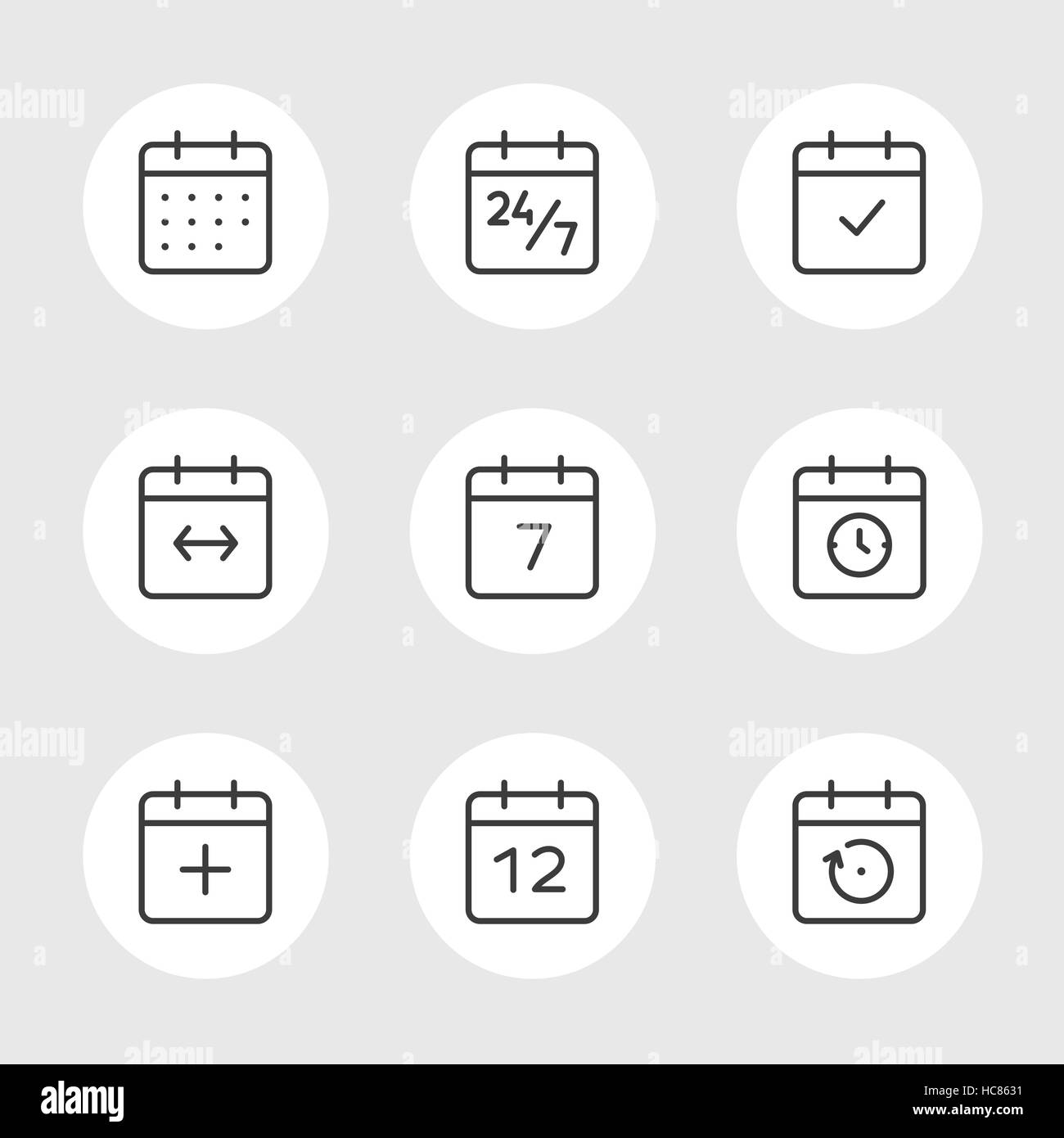 Kalender Piktogramm Schwarzweiß-Stockfotos und -bilder - Alamy