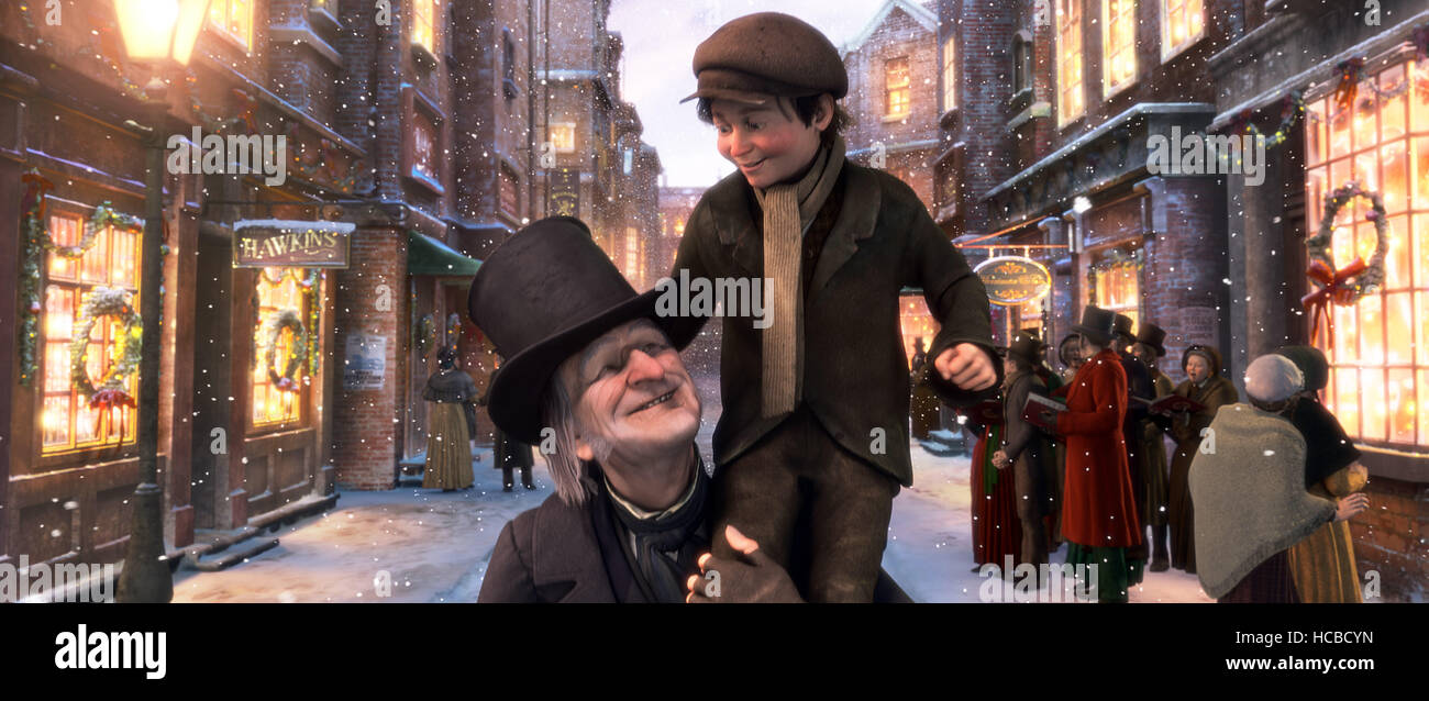 A CHRISTMAS CAROL, von links: Ebenezer Scrooge (Stimme: Jim Carrey ...