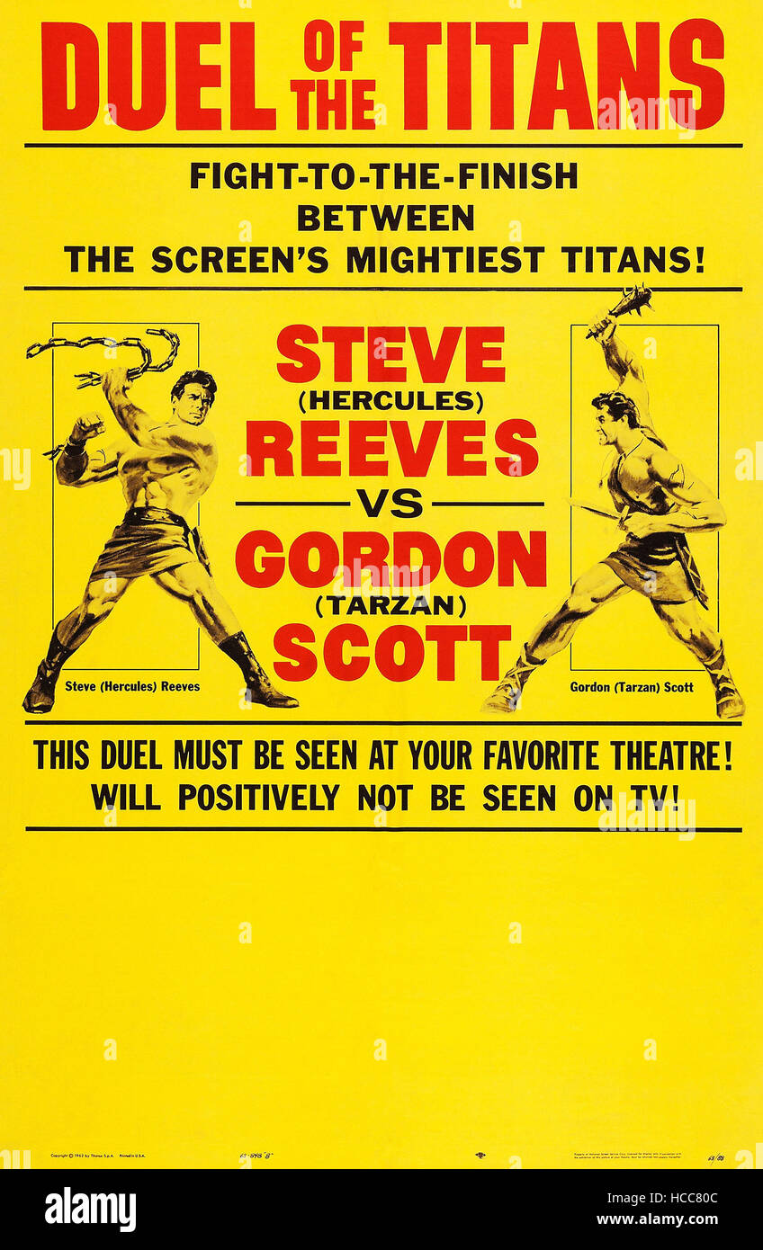 Duell der Titanen, (aka ROMOLO E REMO), US-Plakat, von links: Steve ...