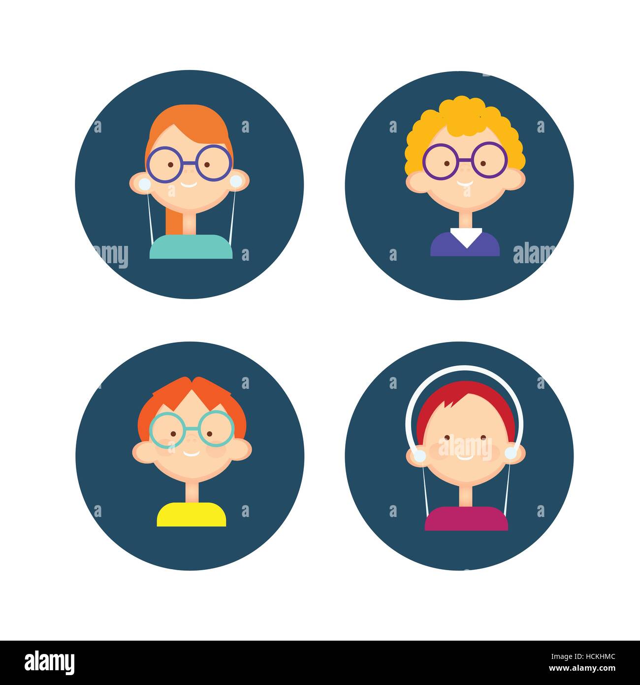 Junge Leute Gruppe Icon Set Teenager Kinder Avatar Stock-Vektorgrafik ...