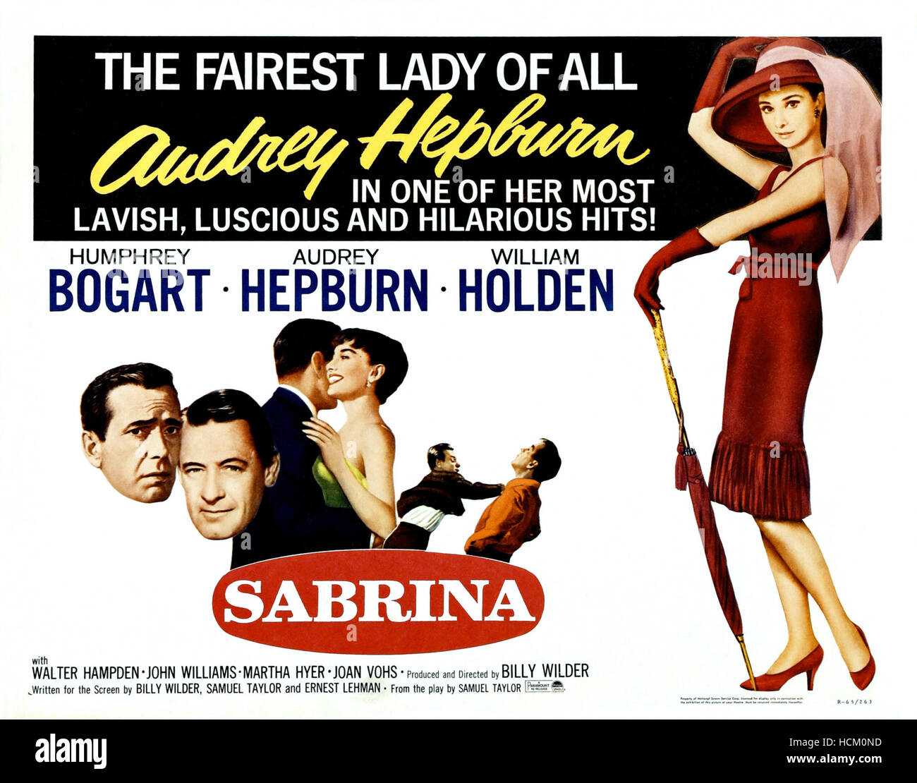 SABRINA, William Holden, Humphrey Bogart, Audrey Hepburn, 1954 Stockfotografie - Alamy