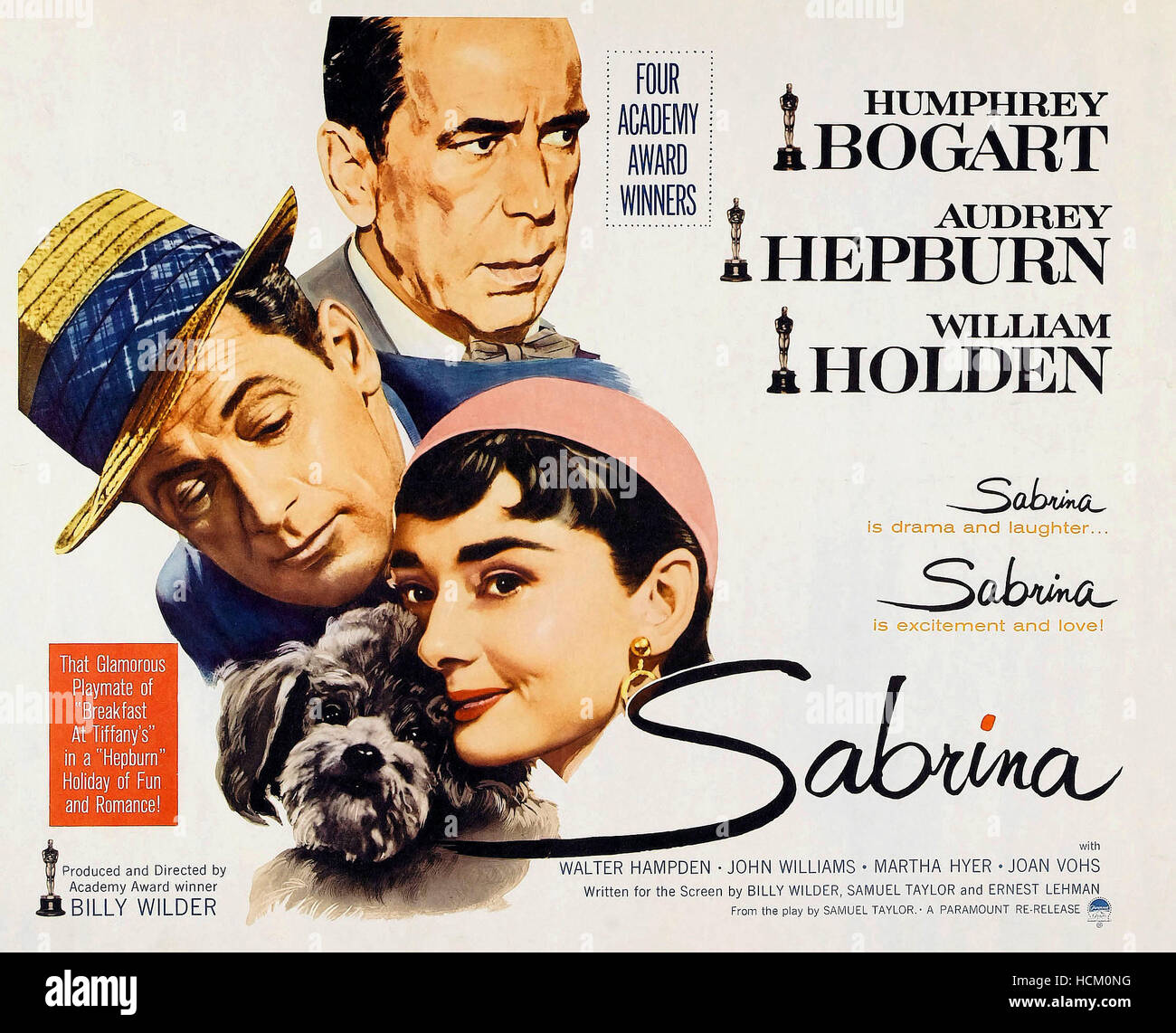 SABRINA, top: Humphrey Bogart; Mann im Strohhut: William Holden; Frau in rosa Hut: Audrey ...