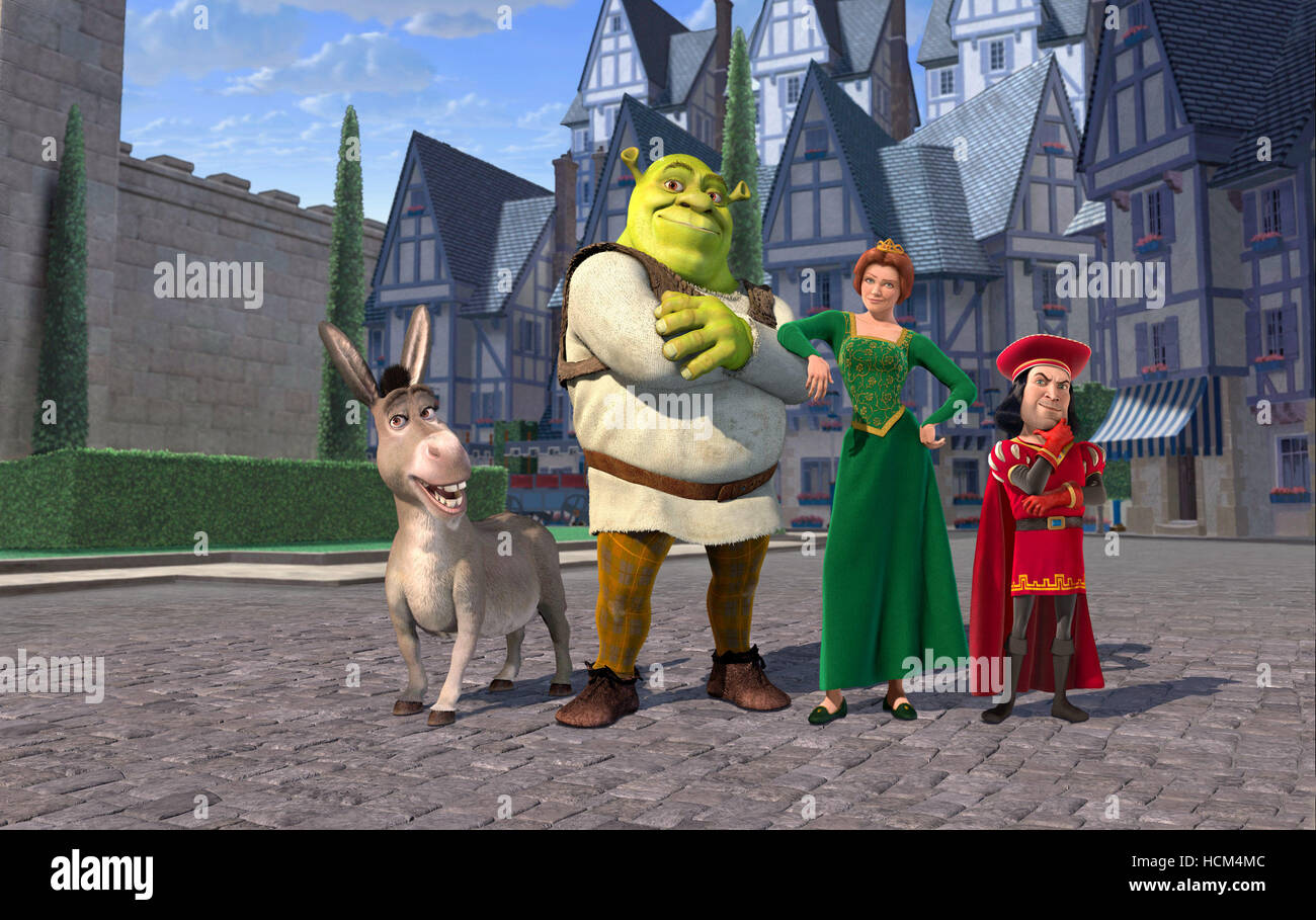 SHREK (v.l.) Eddie Murphy als Esel, Mike Myers als Shrek, Cameron Diaz ...