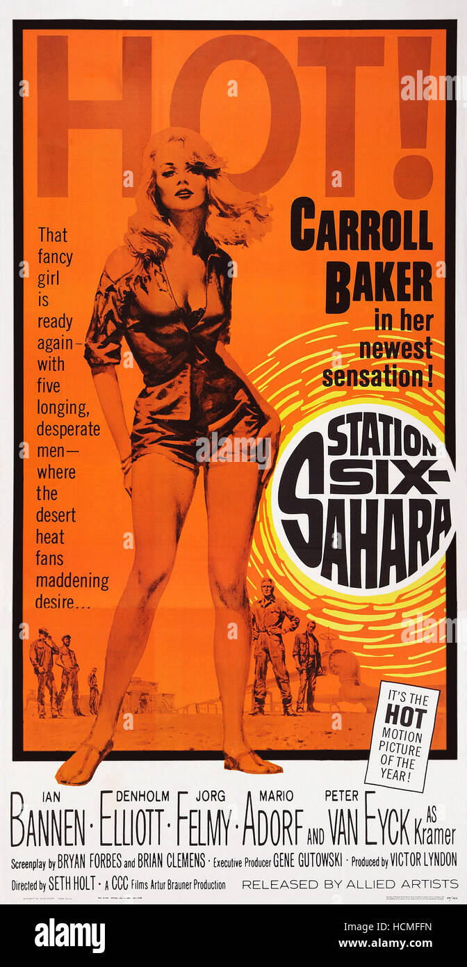 STATION 6-SAHARA, US Plakatkunst, Peter Van Eyck (Hände auf den Hüften), Carroll Baker (Mitte ...
