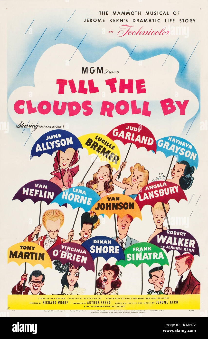 BIS THE CLOUDS ROLL BY, Karikaturen von oben l-r: June Allyson, Lucille ...