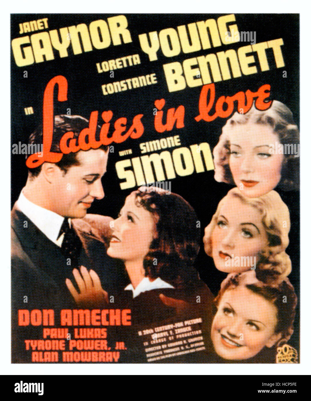 Damen IN der Liebe, l-r: Don Ameche, Janet Gaynor, rechts von oben ...