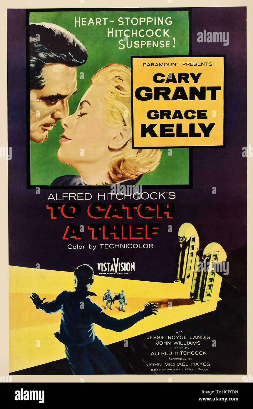 UM CATCH A THIEF, US-Plakat-Kunst, von links: Cary Grant, Grace Kelly ... UM CATCH A THIEF, US-Plakat-Kunst, von links: Cary Grant, Grace Kelly ...