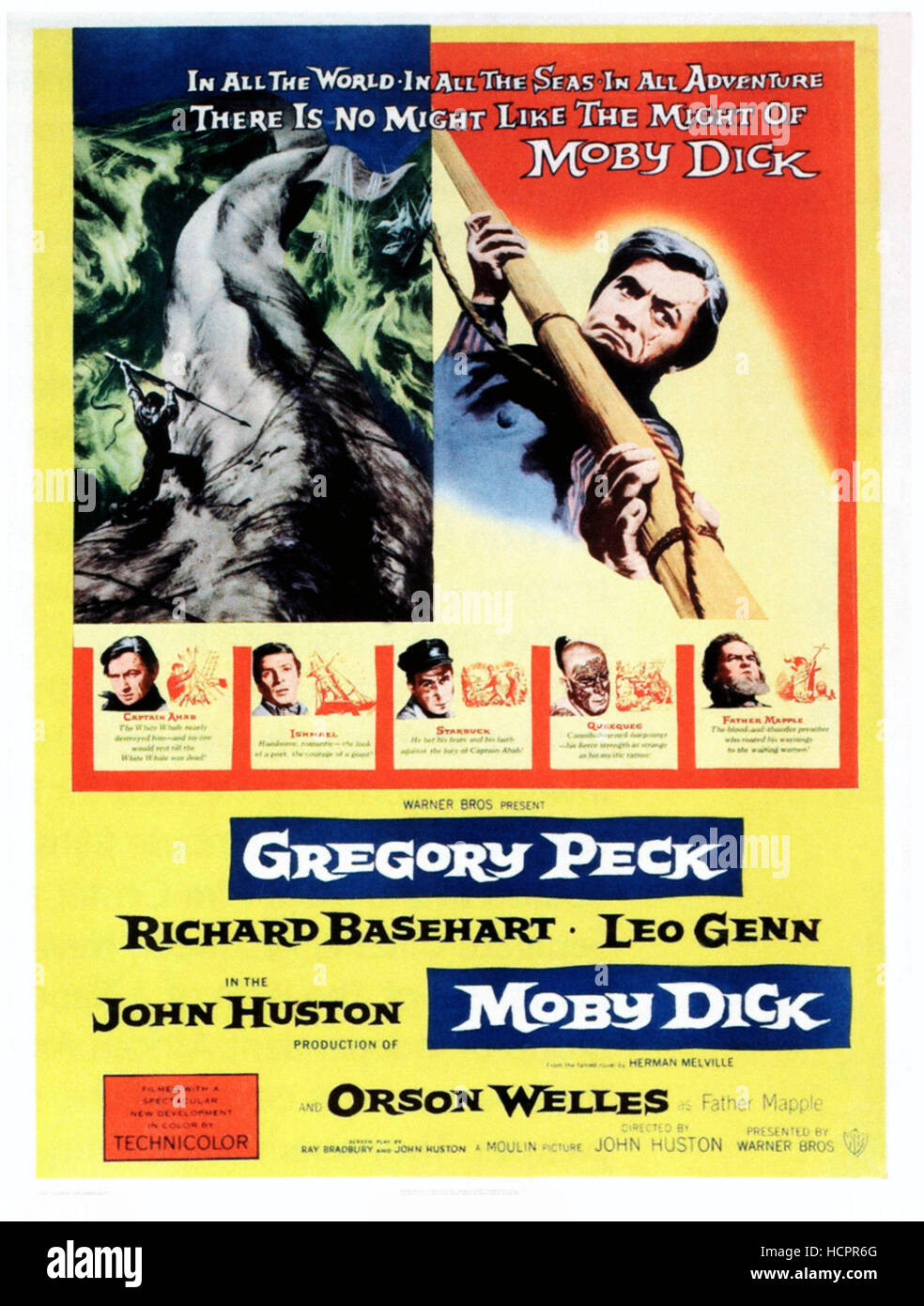 MOBY DICK, oben rechts: Gregory Peck, unten l-r: Gregory Peck, Richard ...