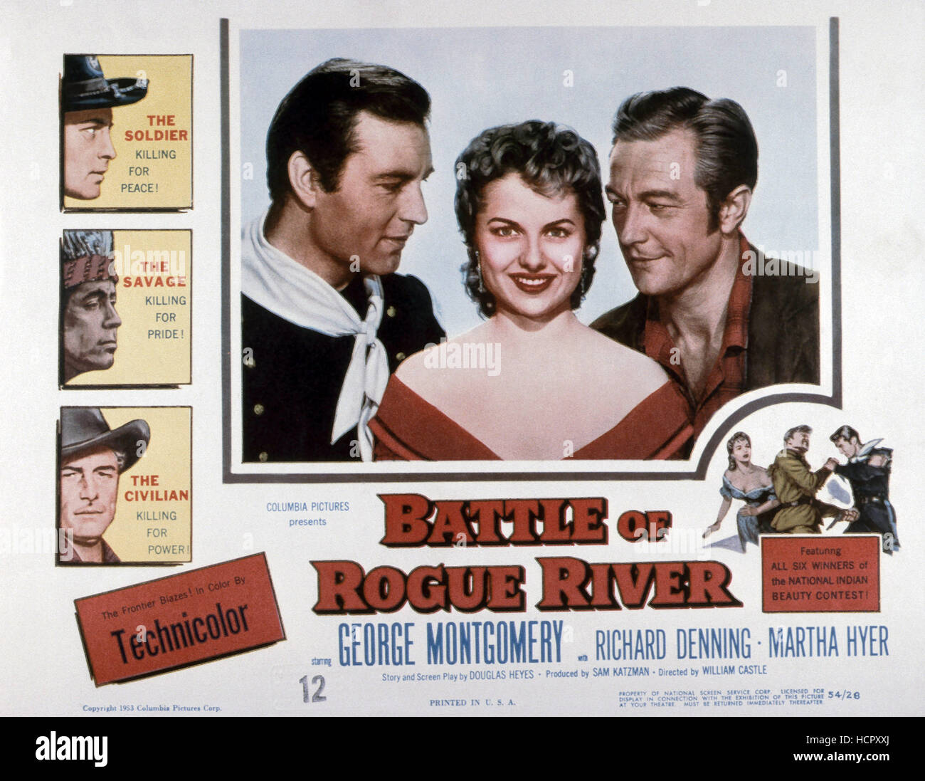 Schlacht am ROGUE RIVER, von oben links: George Montgomery, Michael Granger, Richard Denning ...