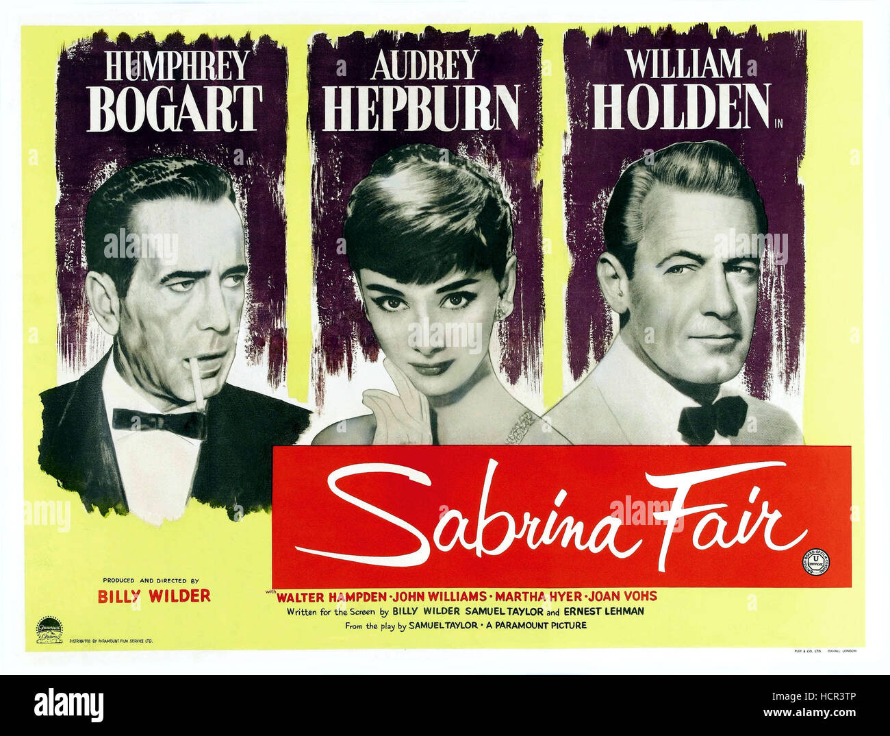 SABRINA (aka SABRINA FAIR), von links: Humphrey Bogart, Audrey Hepburn, William Holden auf ...