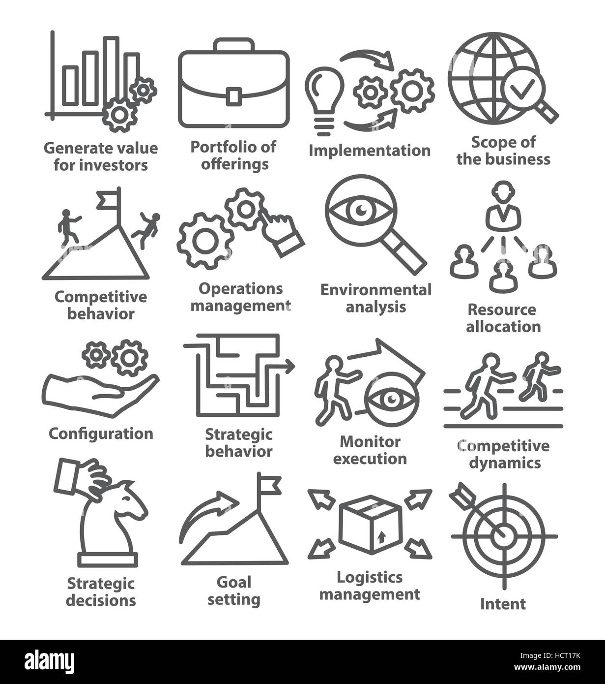 Business Management-Symbole im Linienstil. Pack 15 Stock-Vektorgrafik ...