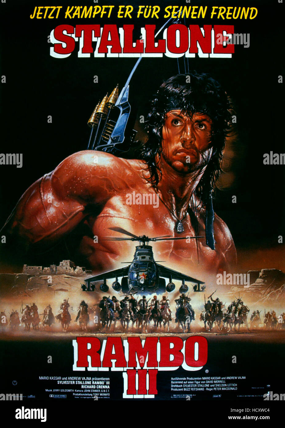 RAMBO III, deutsche Poster, Sylvester Stallone, 1988, © TriStar ...