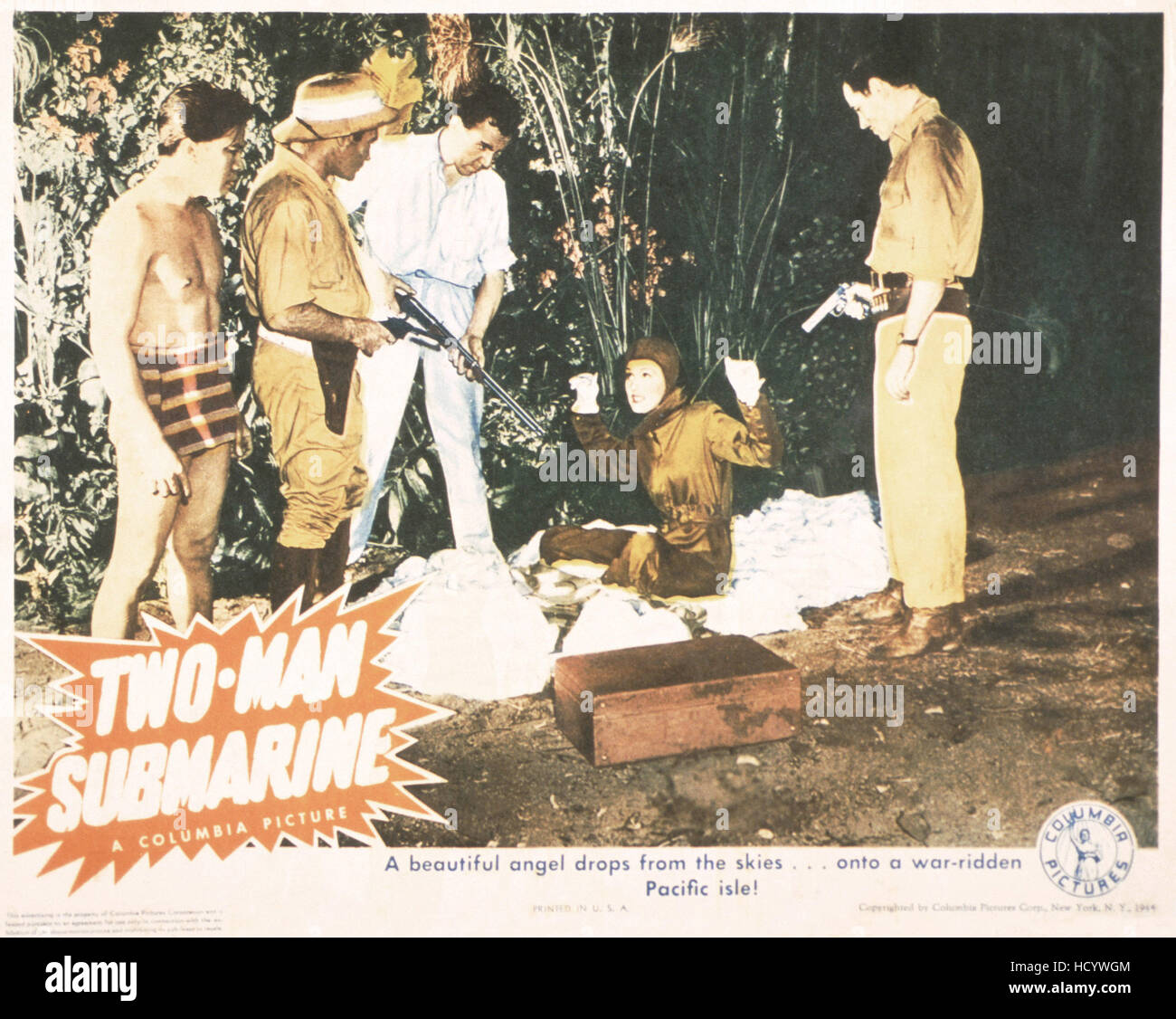 ZWEIMANN-u-Boot, US Lobbycard, von links: Alex Havier, Abner Biberman ...