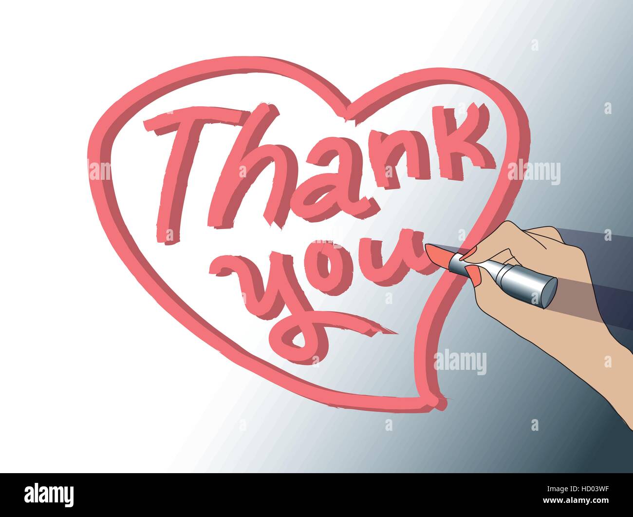 Vielen Dank Frau Hand zeichnen Herz Zeichen Stock-Vektorgrafik - Alamy