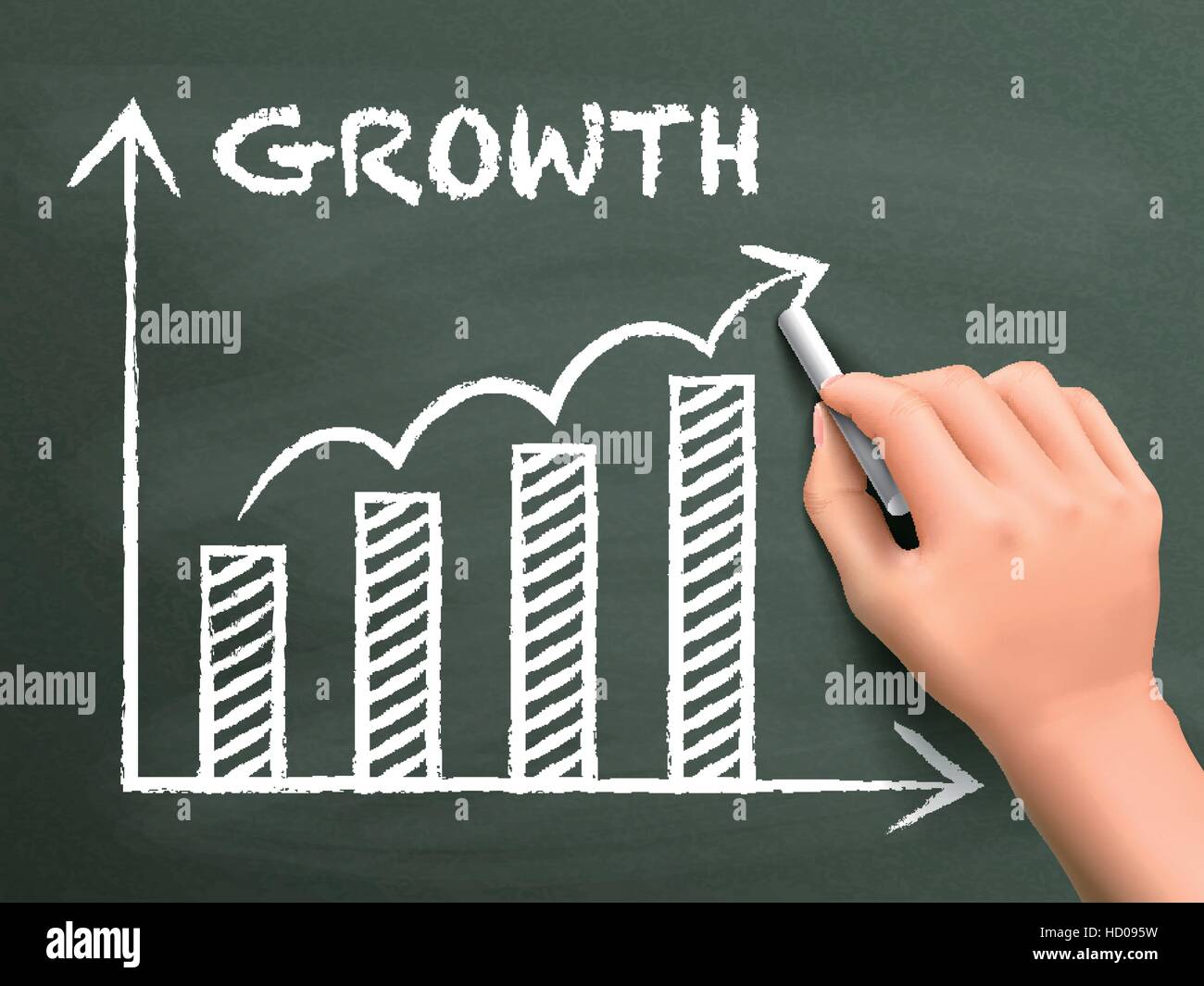 Wachstum Diagramm von hand gezeichnet isoliert auf Tafel Stock ...