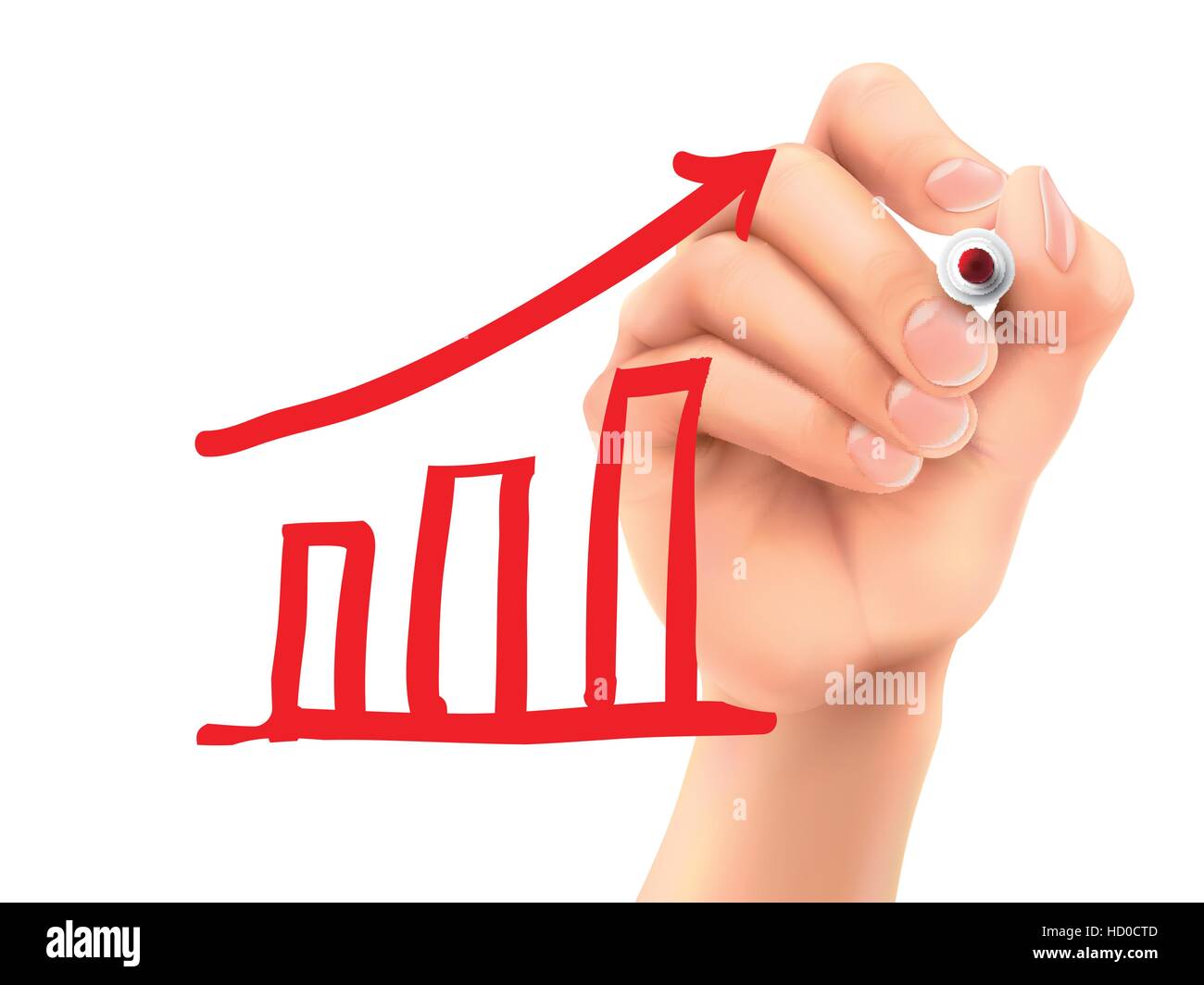 wachsende Grafik auf einer transparenten Tafel von Hand gezeichnet Stock-Vektorgrafik - Alamy