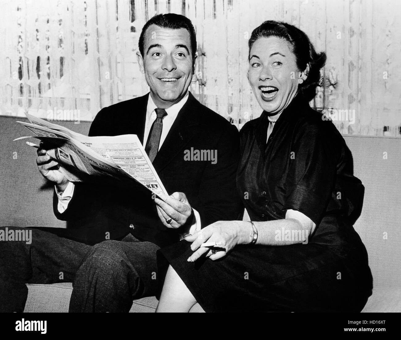 George Fenneman, links, und seine Frau, Peggy Fenneman (aka Peggy Ann ...