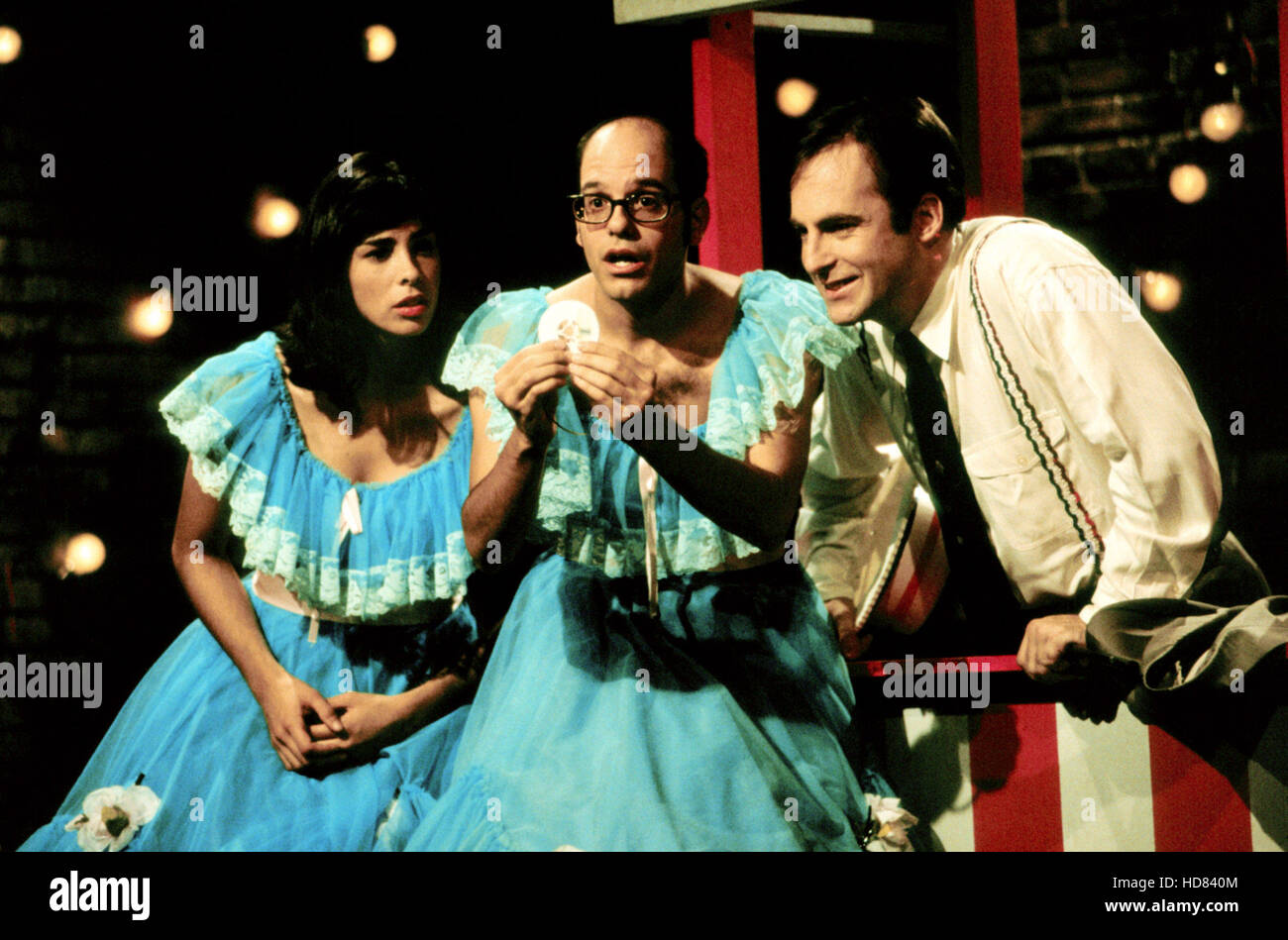 Herrn zeigen mit BOB und DAVID, (von links): Sarah Silverman, David ...