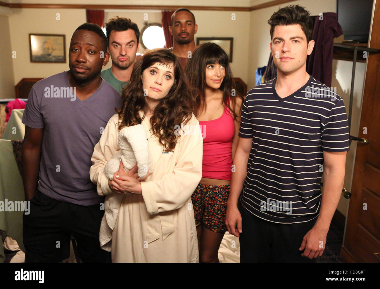 NEUE Mädchen (v.l.): Lamorne Morris, Jake Johnson, Zooey Deschanel, Damon Wayans Jr., Hannah ...
