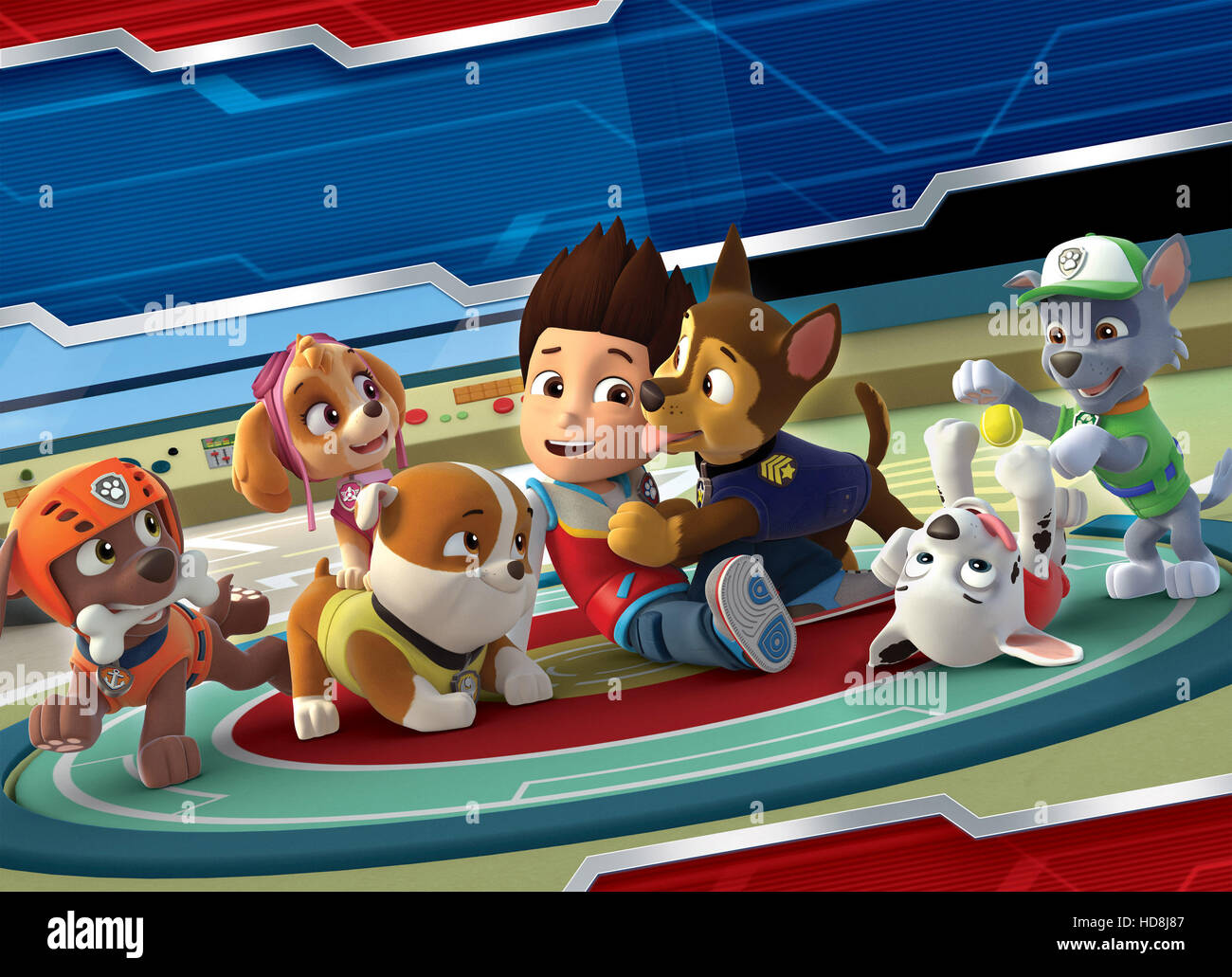 PAW PATROL, l-r: Zuma, Skye, Schutt, Ryder, Chase, Marshall, felsigen ...