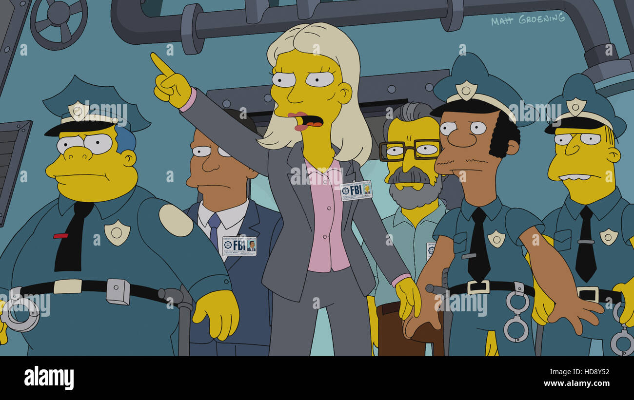 DIE SIMPSONS, Chief Wiggum (links), Annie Crawford (Mitte - Stimme von ...