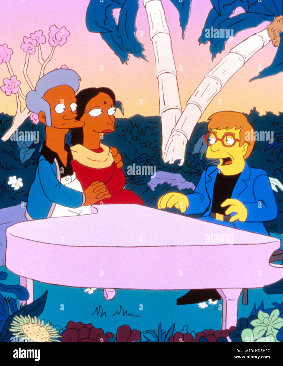 SIMPSONS, Apu und Manjula Nahasapeemapetilon mit Elton John, 1989-. TM ...