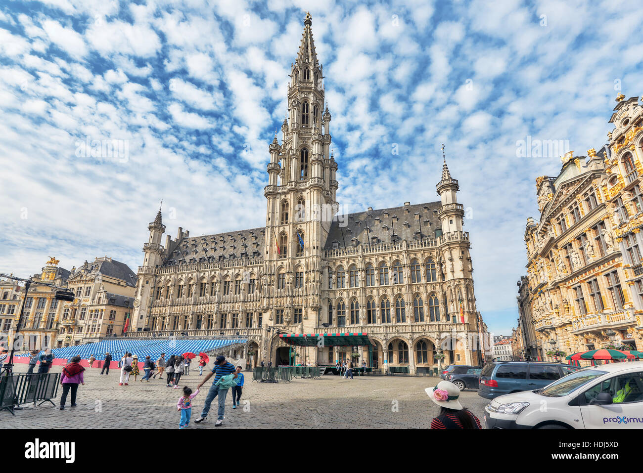 Brüssel, Belgien - 7. Juli 2016: Stadt Rathaus am Grand Place (Grote ...