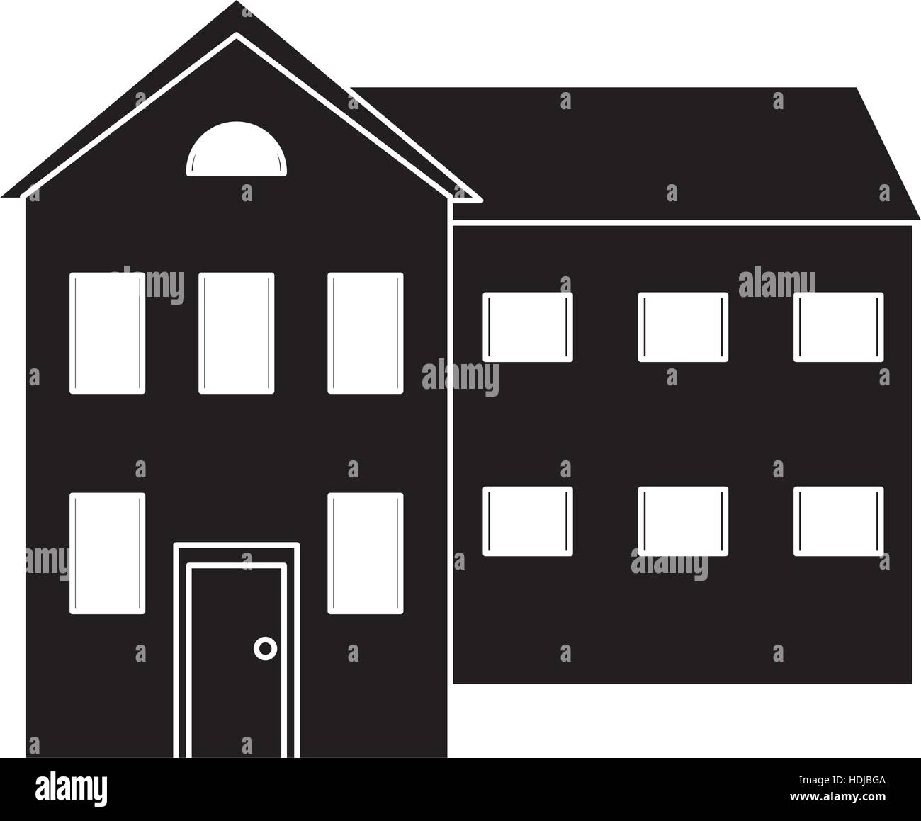 großes Haus und viele Windows-Piktogramm Stock-Vektorgrafik - Alamy