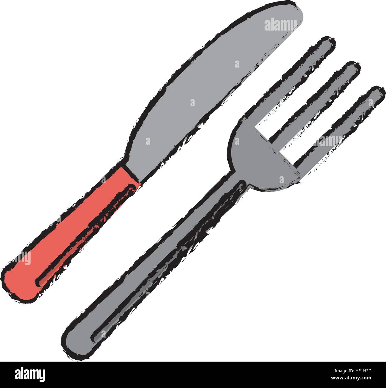 Geschirr Küche Messer und Gabel Skizze Stock-Vektorgrafik - Alamy