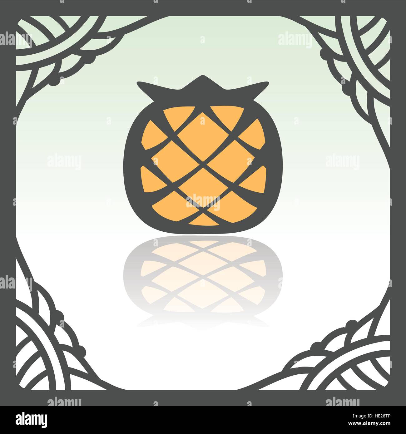 Vektor Übersicht Ananas Obst essen-Symbol in der hand gezogenen Rahmen ...