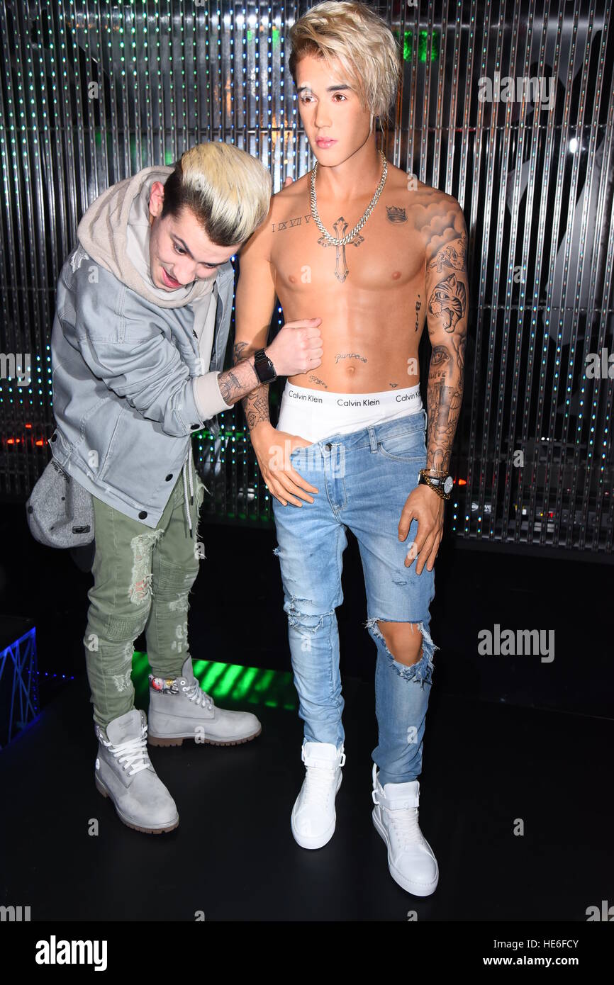 Enthüllung des neuen Justin Bieber-Wachsfigur bei Madame Tussauds in ...