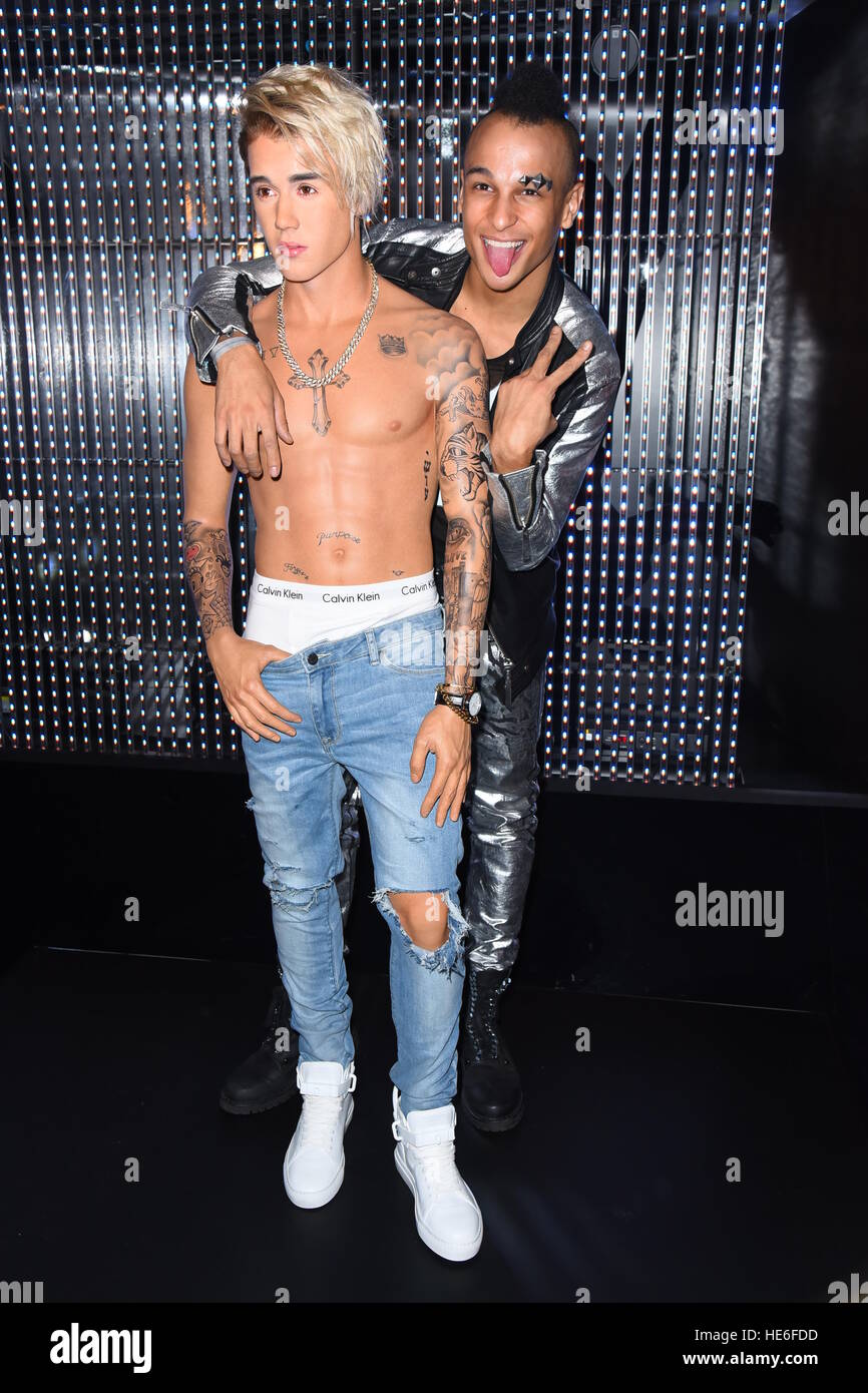 Enthüllung des neuen Justin Bieber-Wachsfigur bei Madame Tussauds in ...