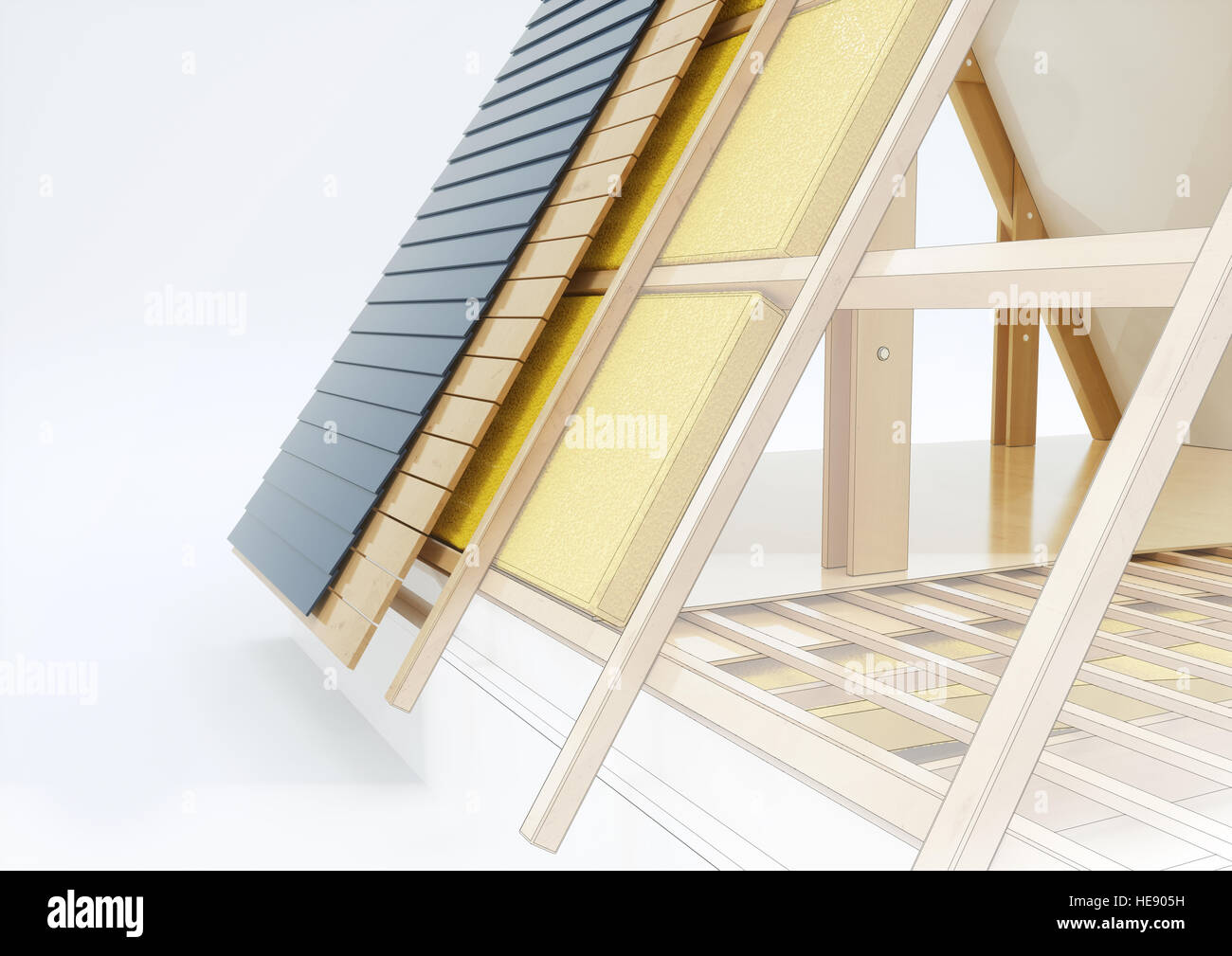 Zeichnung eines Daches mit technischen Details - Design 3D Renderings ...