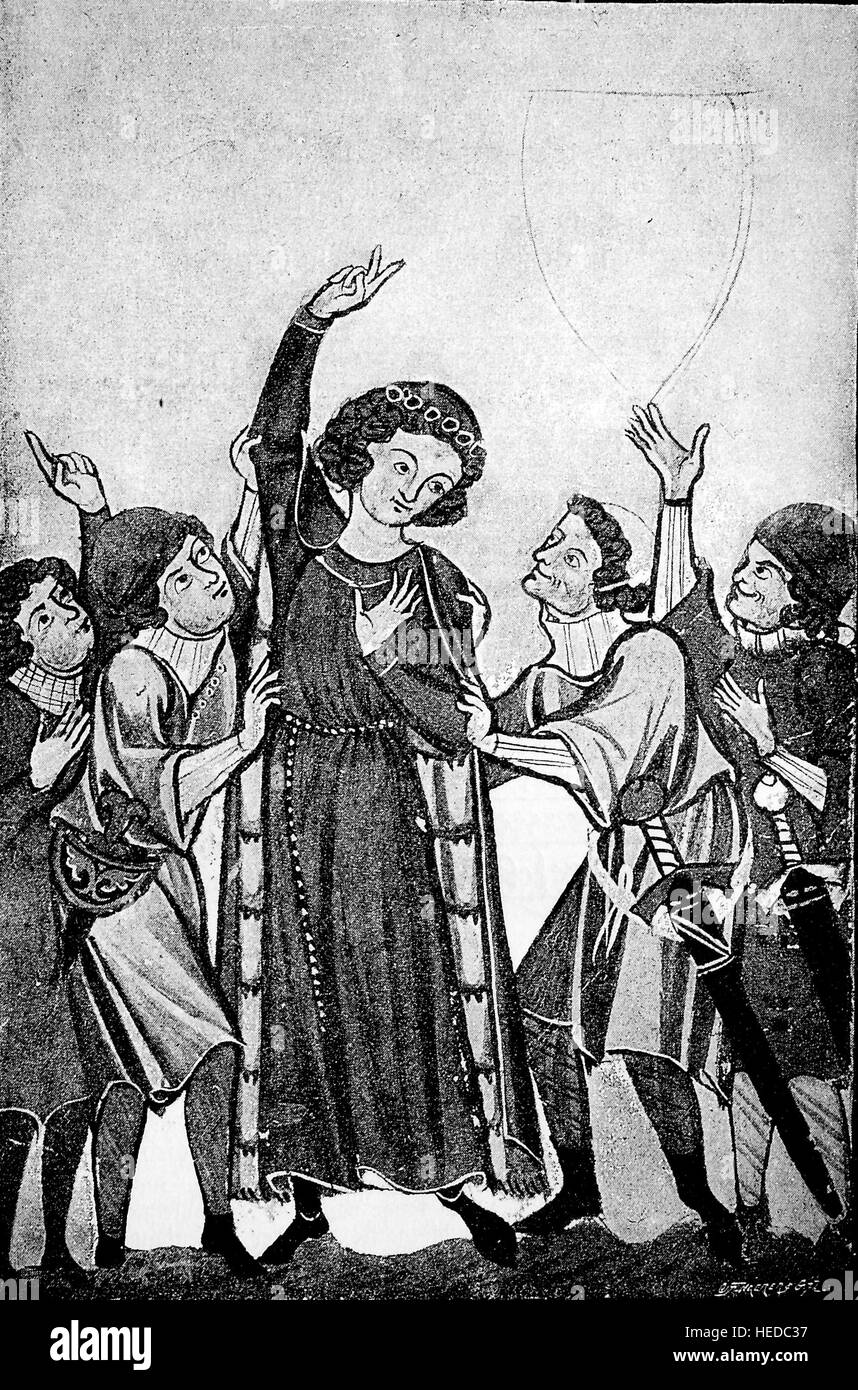 Neidhart dargestellt im Codex Manesse, um 1300, Neidhart von Reuental ...