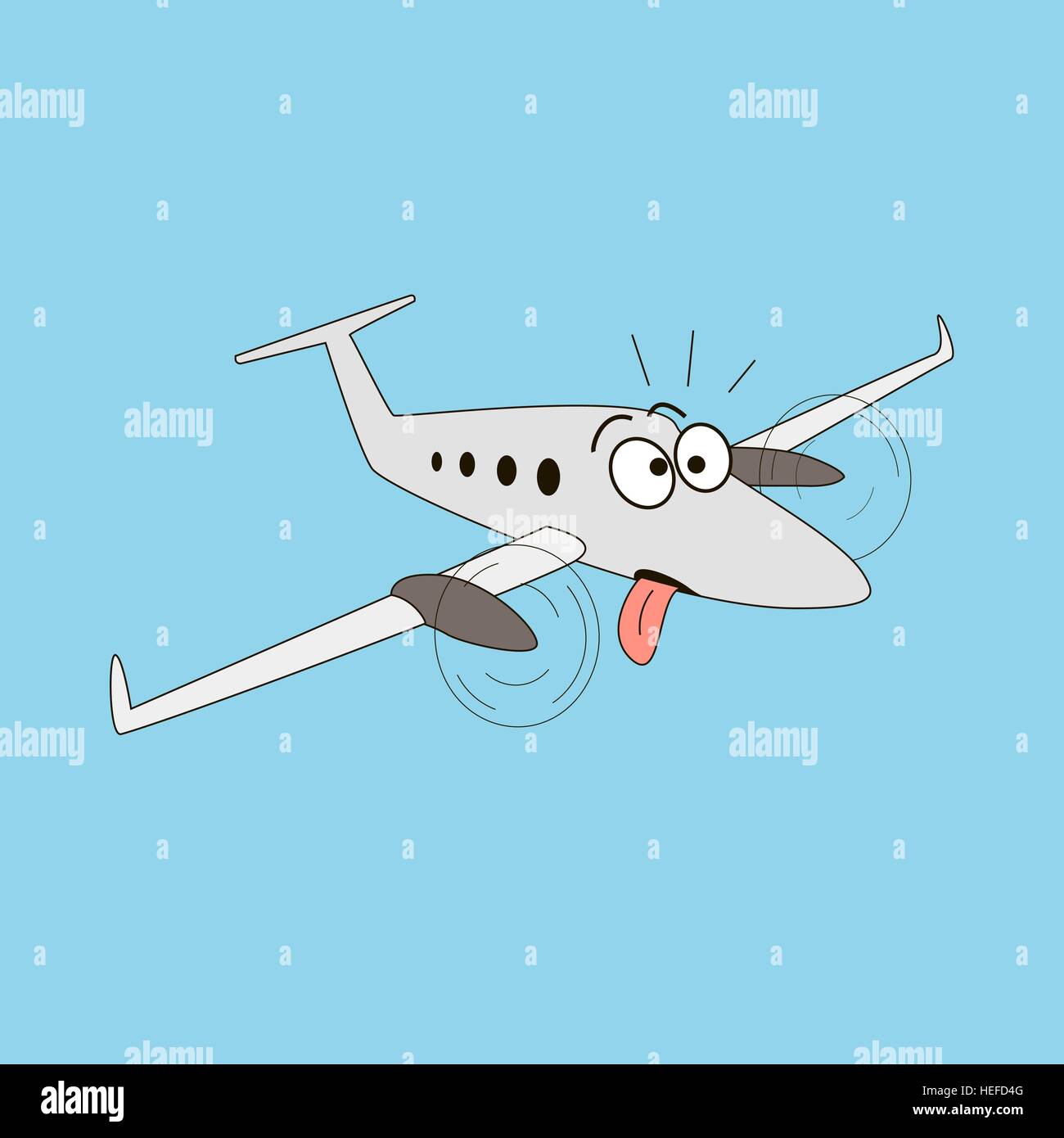 Cartoon-Stil-Flugzeug mit rollenden Augen und hervorstehende Zunge ...