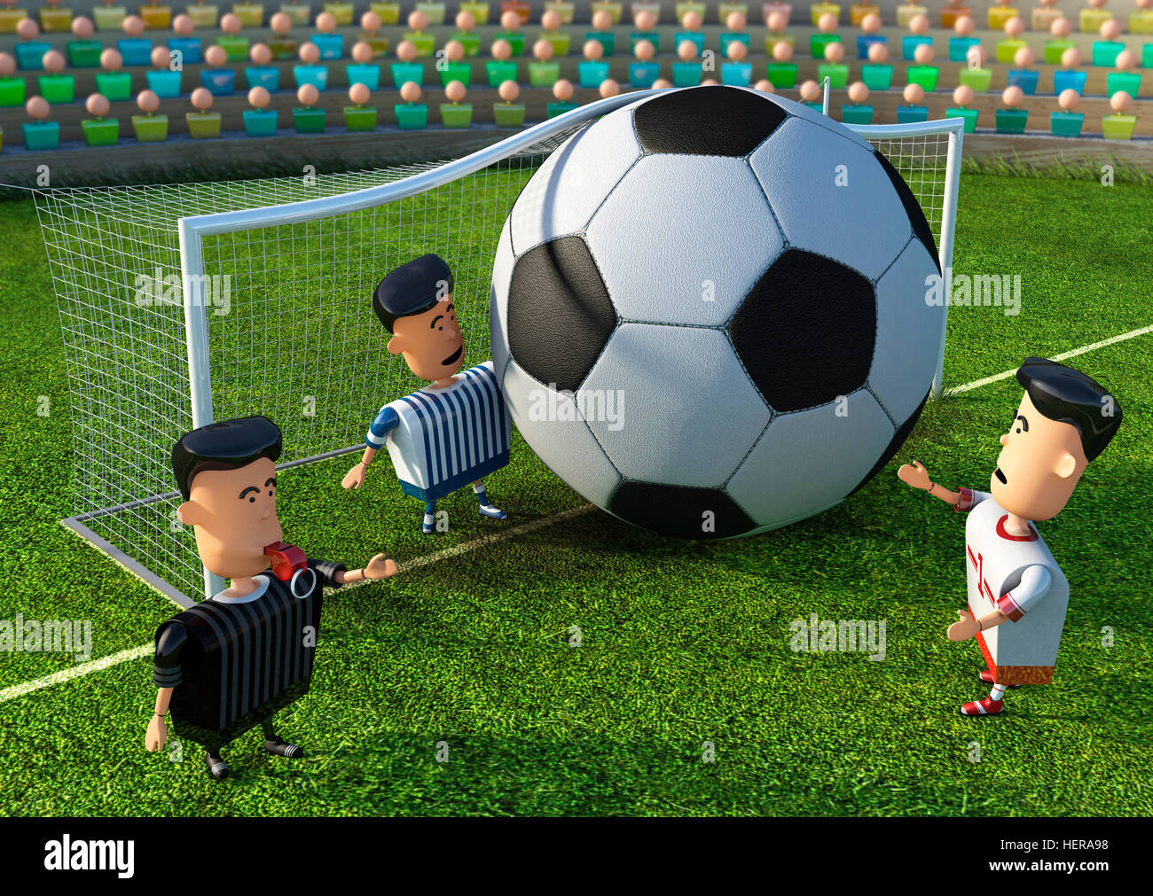 Ein großer Fussball Blockiert Ein Zu Kleines Tor Auf Einem ...