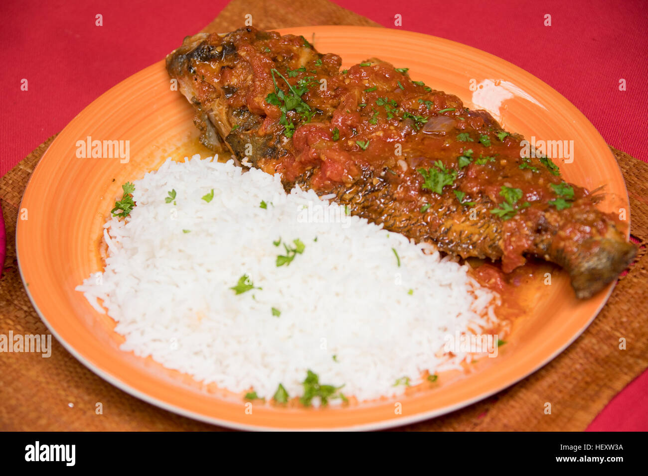 Kreolische Fisch oder Poisson ein la Creole, bei Chez Maryse, Blue Bay ...