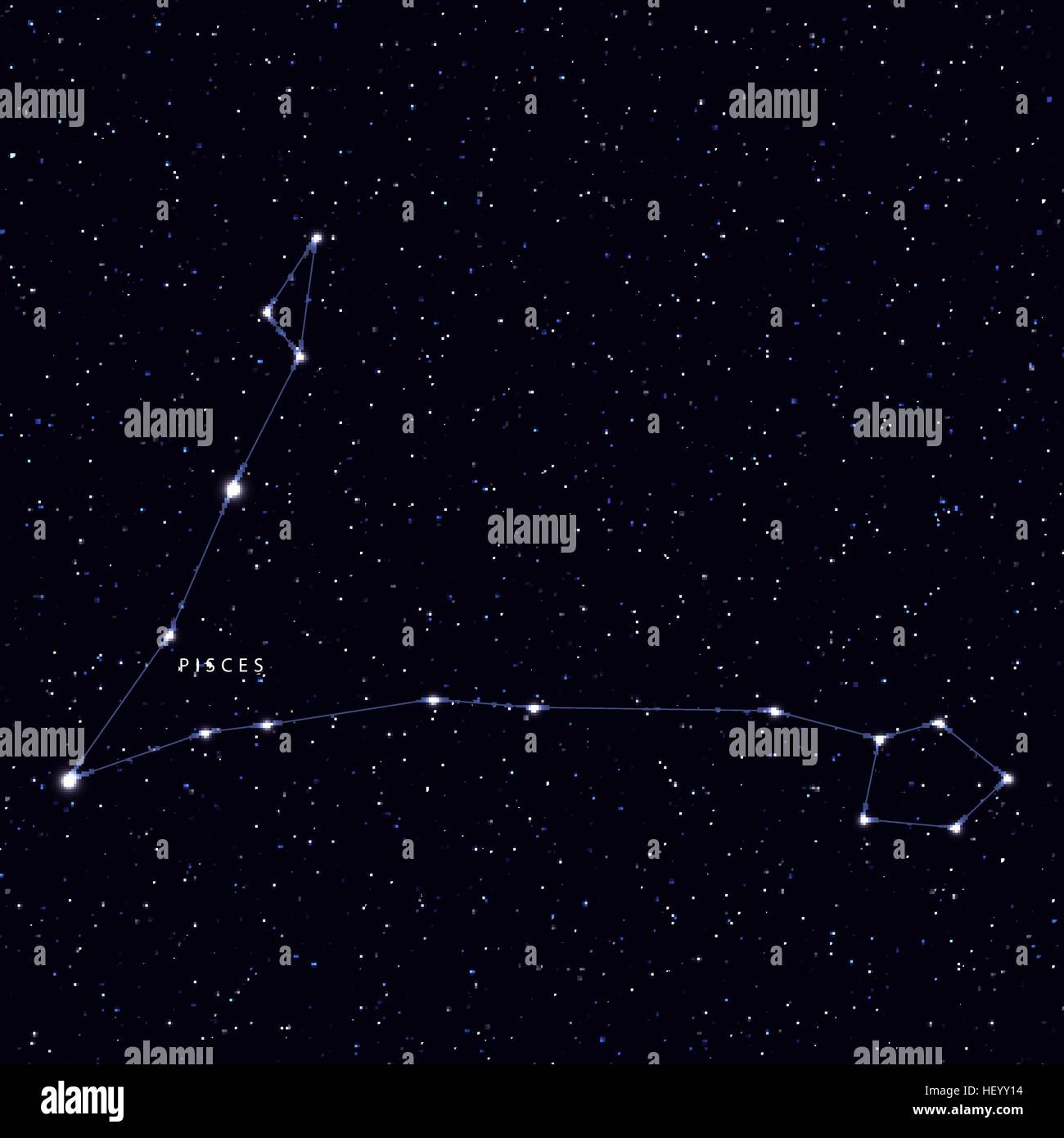 Sky-Map mit dem Namen der Sterne und Sternbilder. Astronomisches Symbol ...
