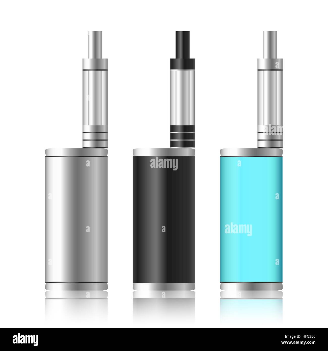 VAPE-Box. Elektronische Zigarette-Set. Bunte Box Isolated On White ...