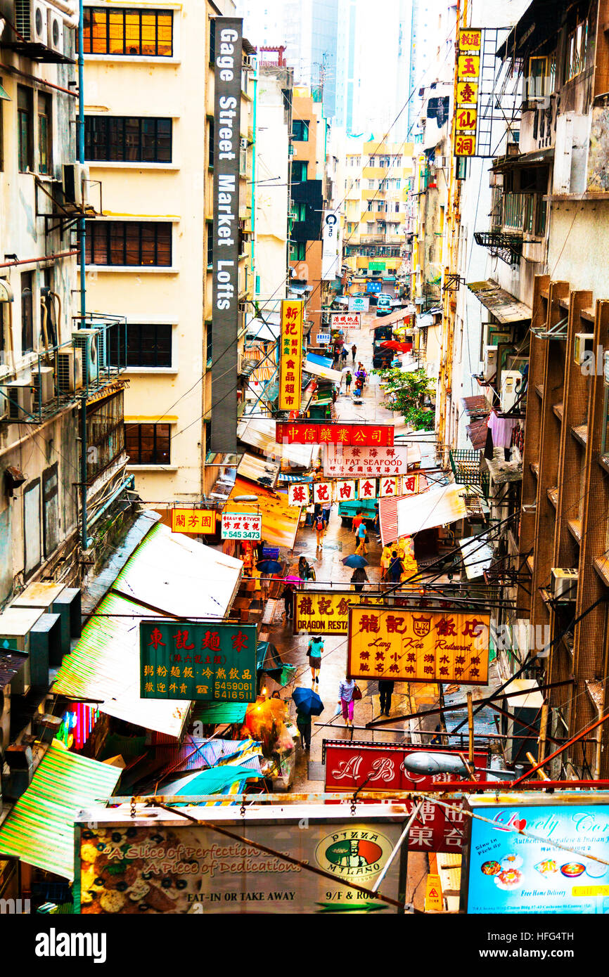 Gage Street Market in Hong Kong Stadt, frischen Produkten gehören ...