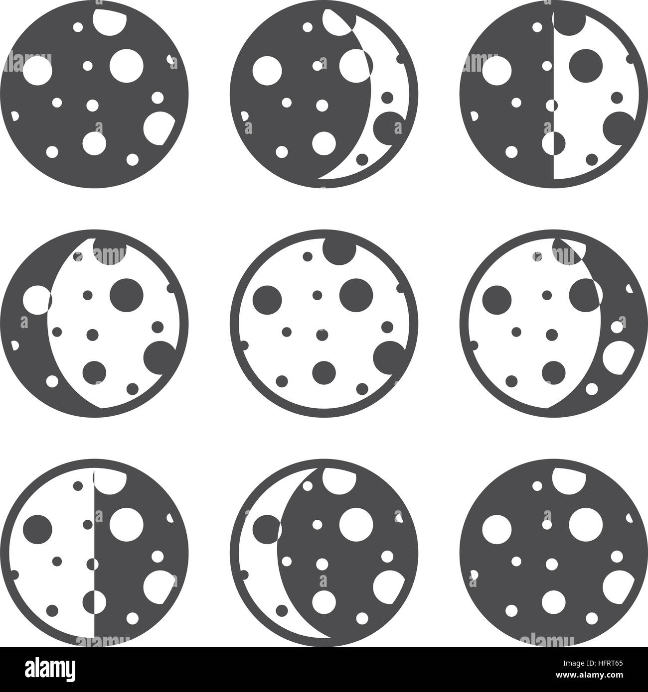 Mondphasen Symbole. Vektor-Illustration EPS 8 Stock-Vektorgrafik - Alamy