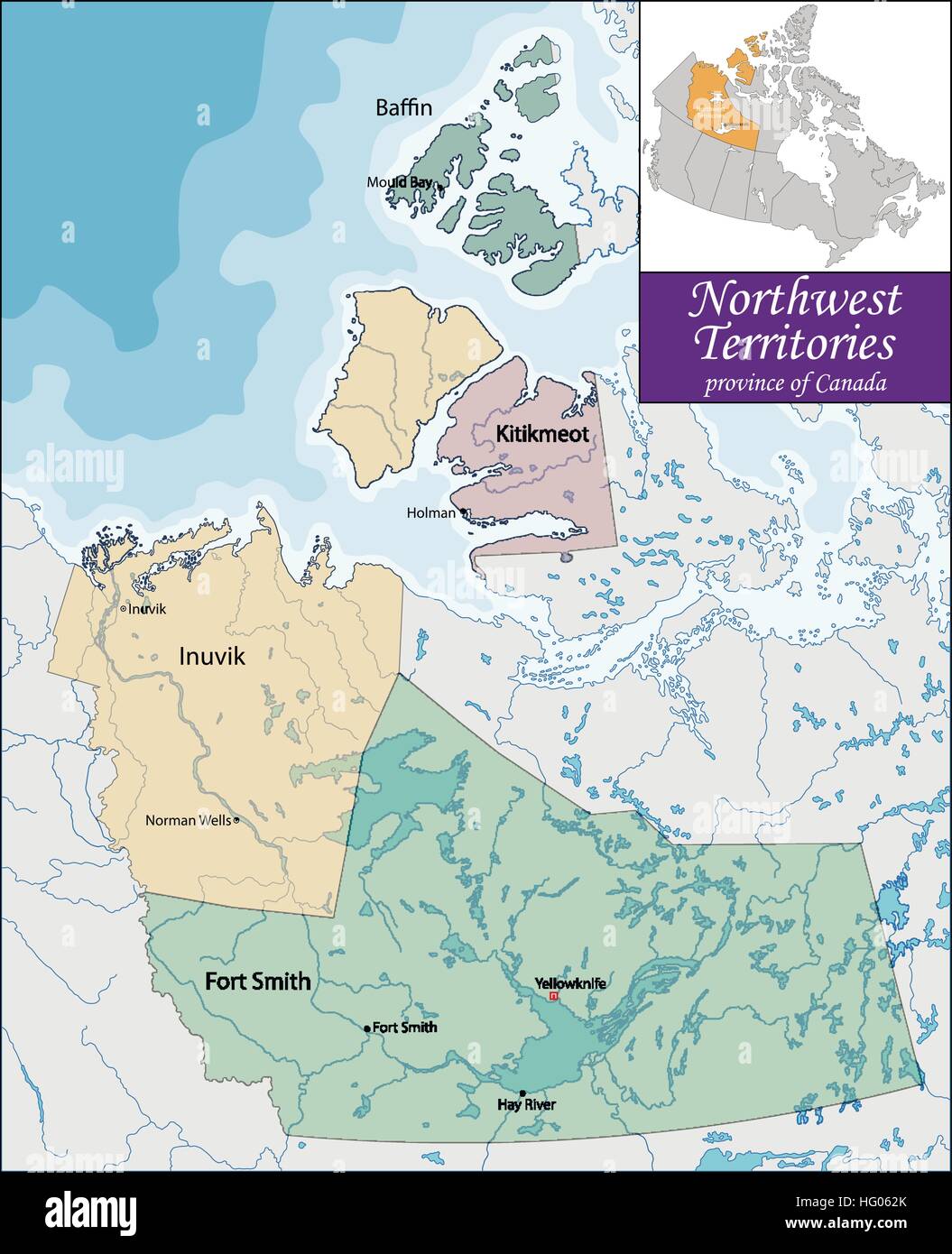 Karte von Nordwest-Territorien Stock-Vektorgrafik - Alamy