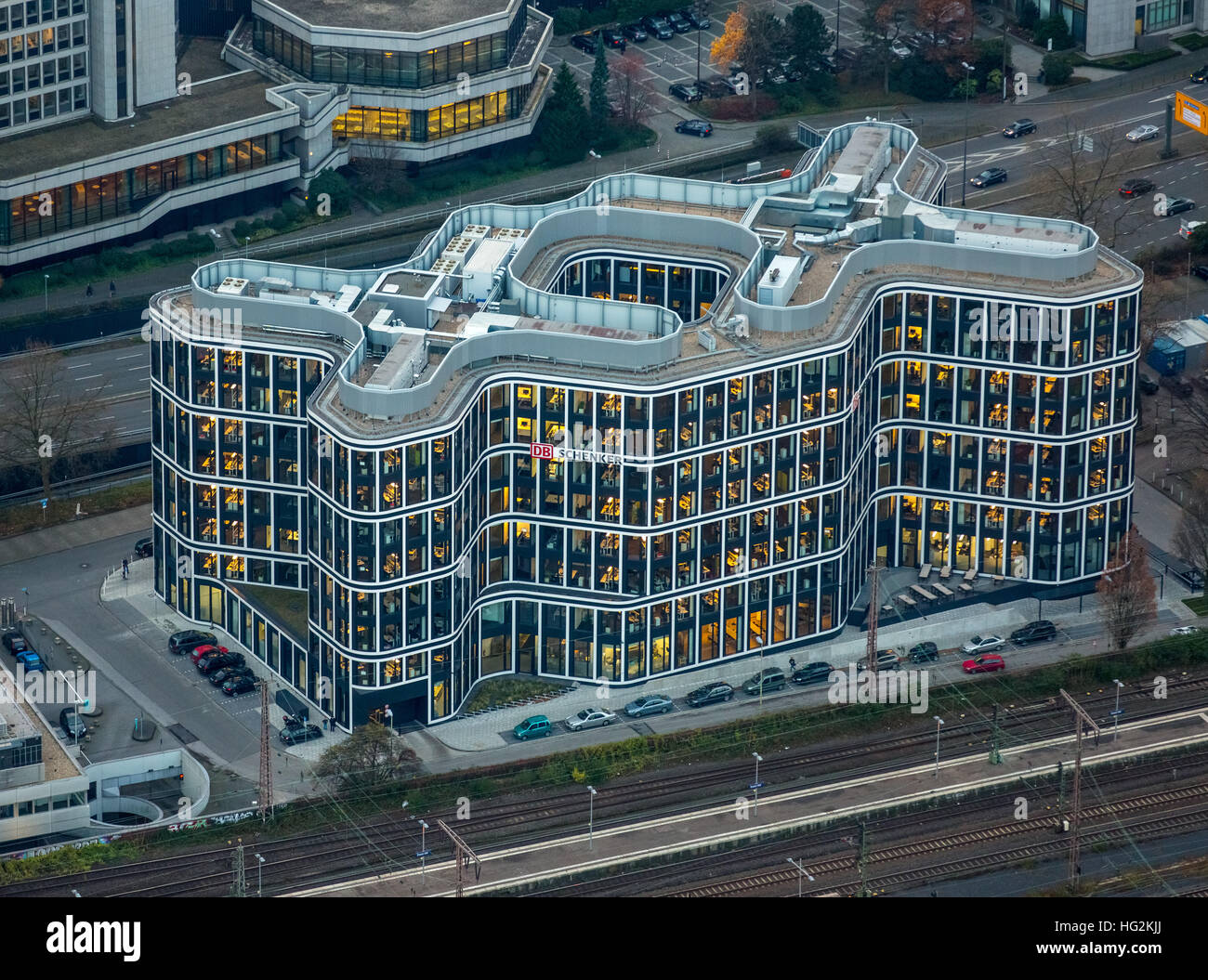 Luftaufnahme, zentrale Schenker AG, Essen, Bürogebäude, Essen, Ruhr ...
