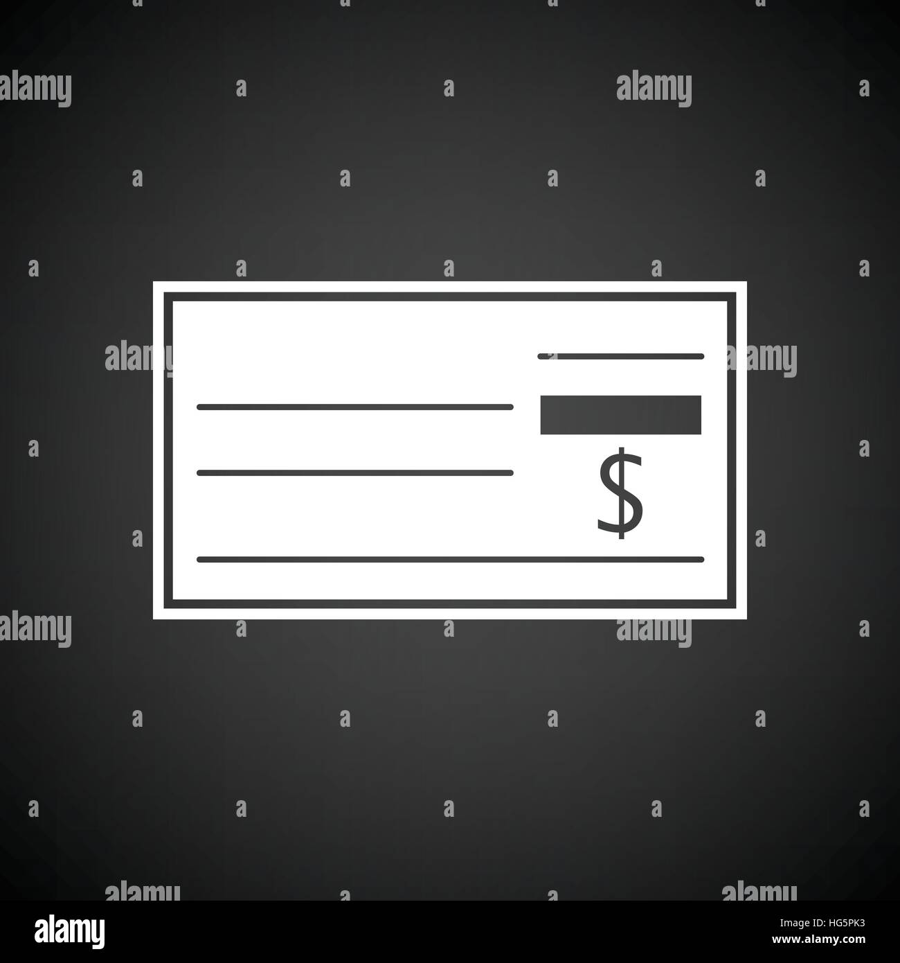 Bank-Check-Symbol. Schwarzer Hintergrund mit weißen. Vektor ...