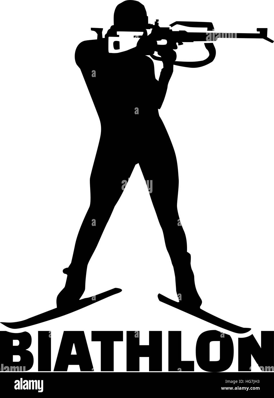 Biathlet Silhouette mit word Stock-Vektorgrafik - Alamy